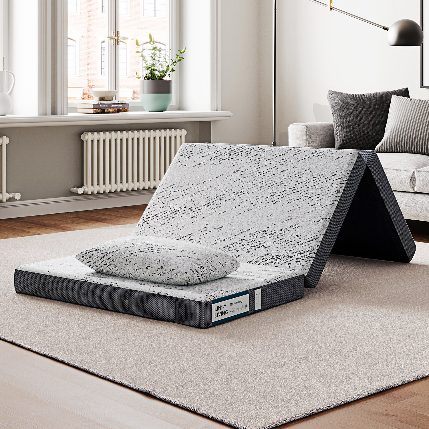 LinsyHome 4 Inch Trifold Memory Foam Mattress With Soft Cover | Wayfair
