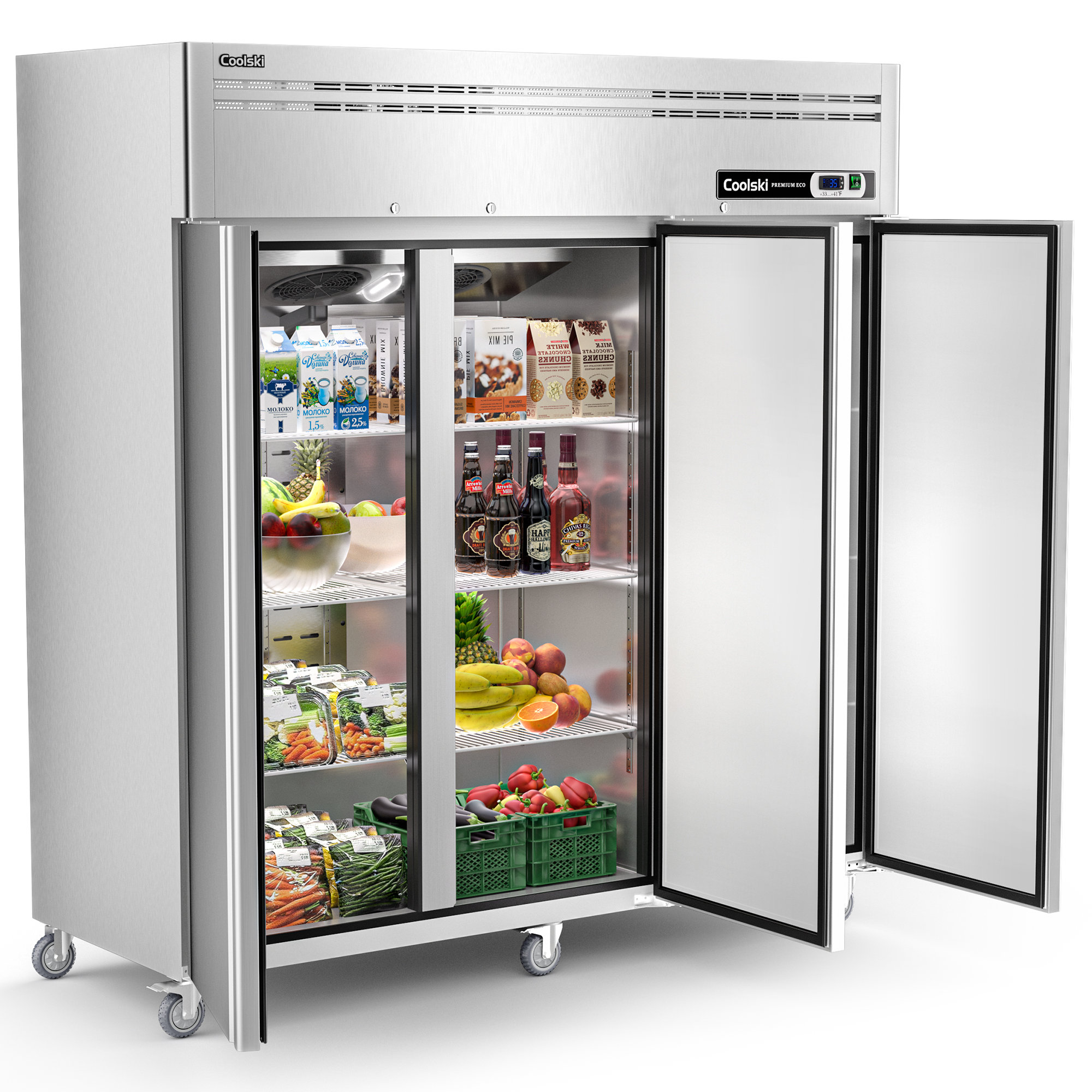 Digitale Essentials 3 Door Commercial Refrigerator, 54 Cu.ft 3 Section ...