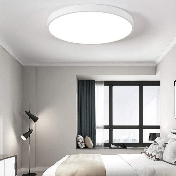 Orren Ellis 15" Edge-Lit LED Round Flat Panel Flush Mount Ceiling Light ...
