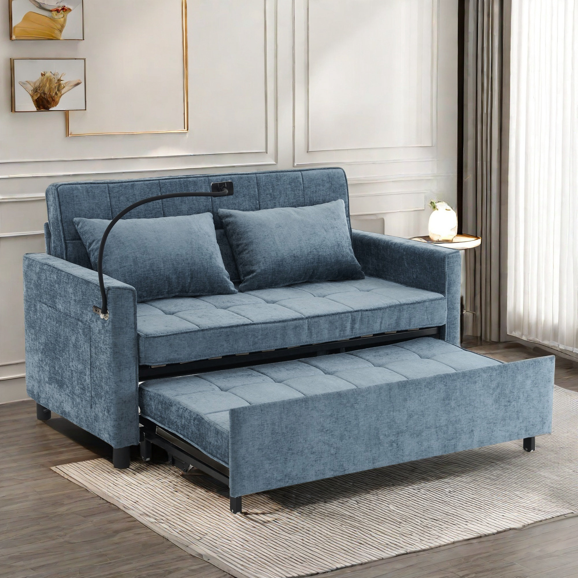 RADIANT DECOR Pull-out Sofa Bed With A Reversible Backrest Cushion ...