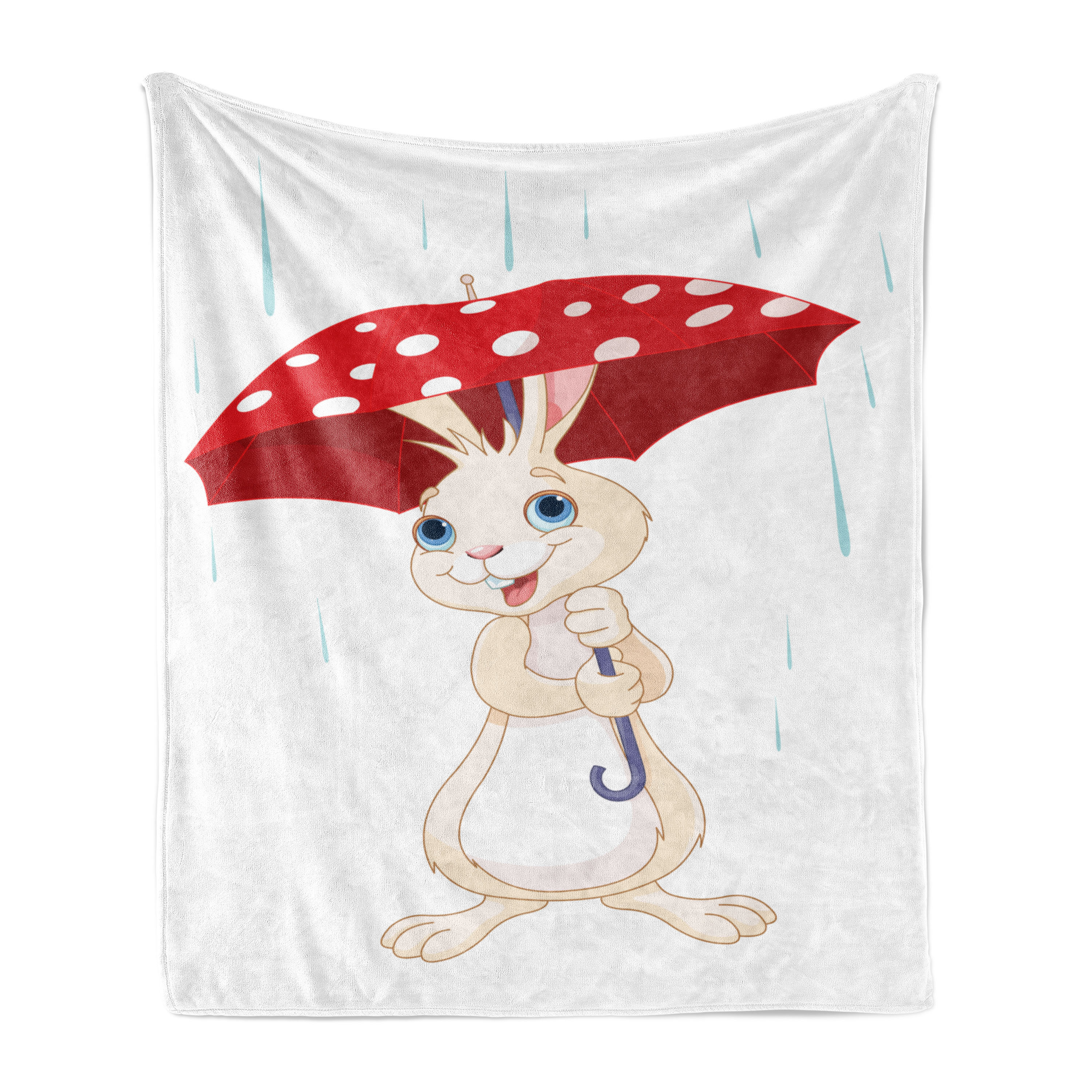 Ambesonne Bunny Fleece Throw Blanket Little Animal with Umbrella ...