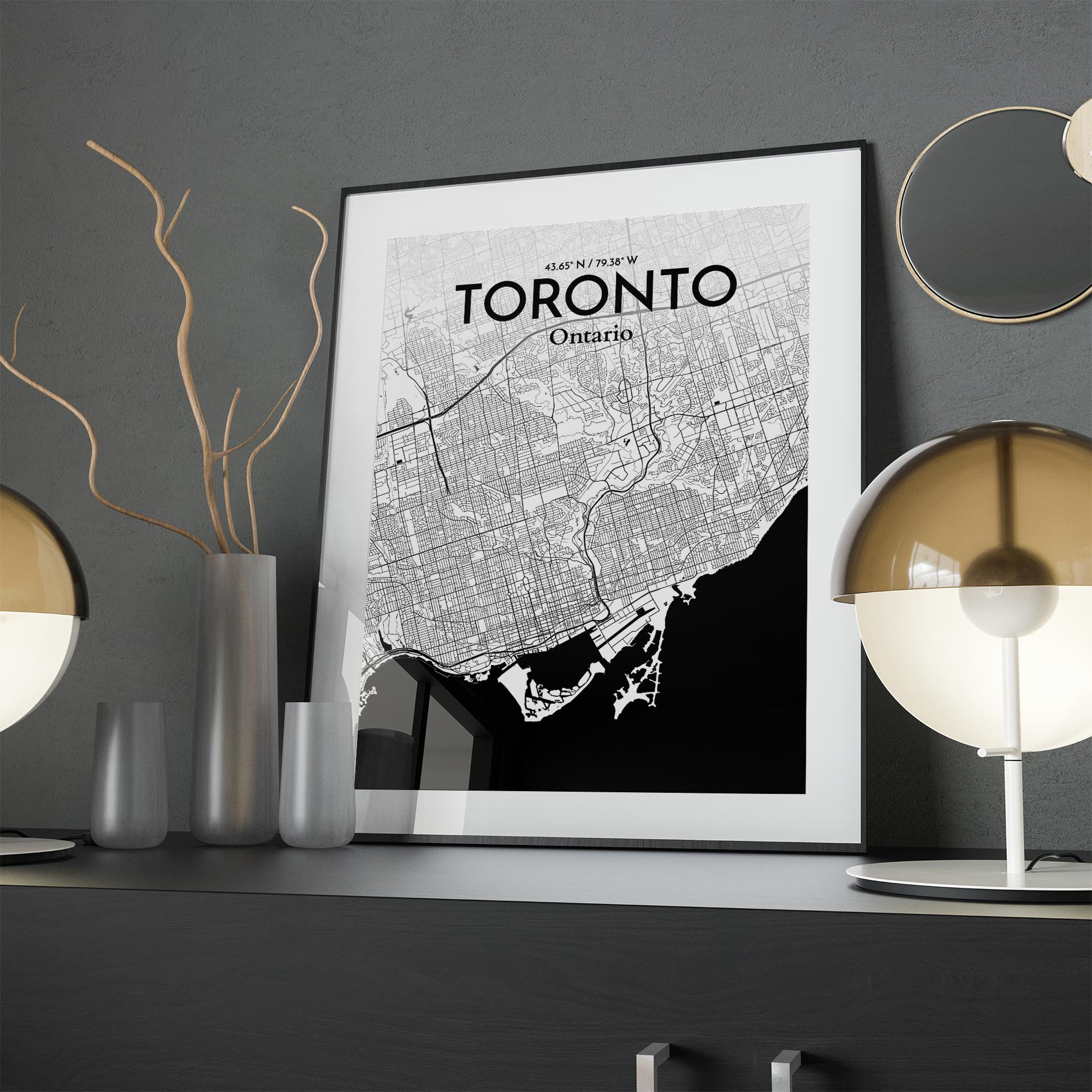 Borough Wharf Toronto City Map in Ink - Graphic Art Print on Paper ...