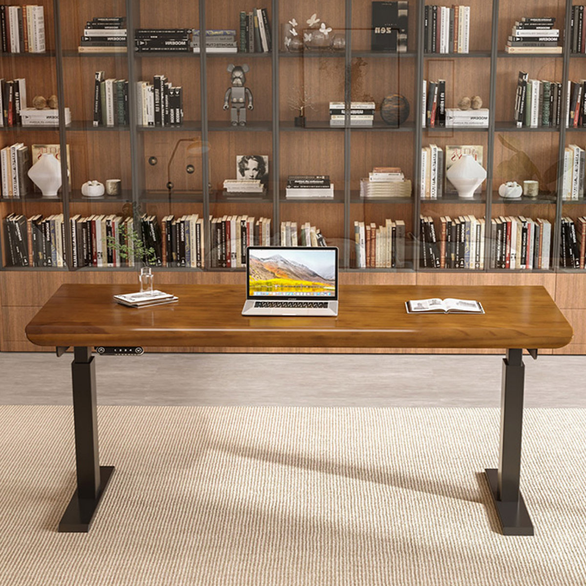 Wren Decors Brown + Black Rectangular Hight adjustable Solid Wood ...