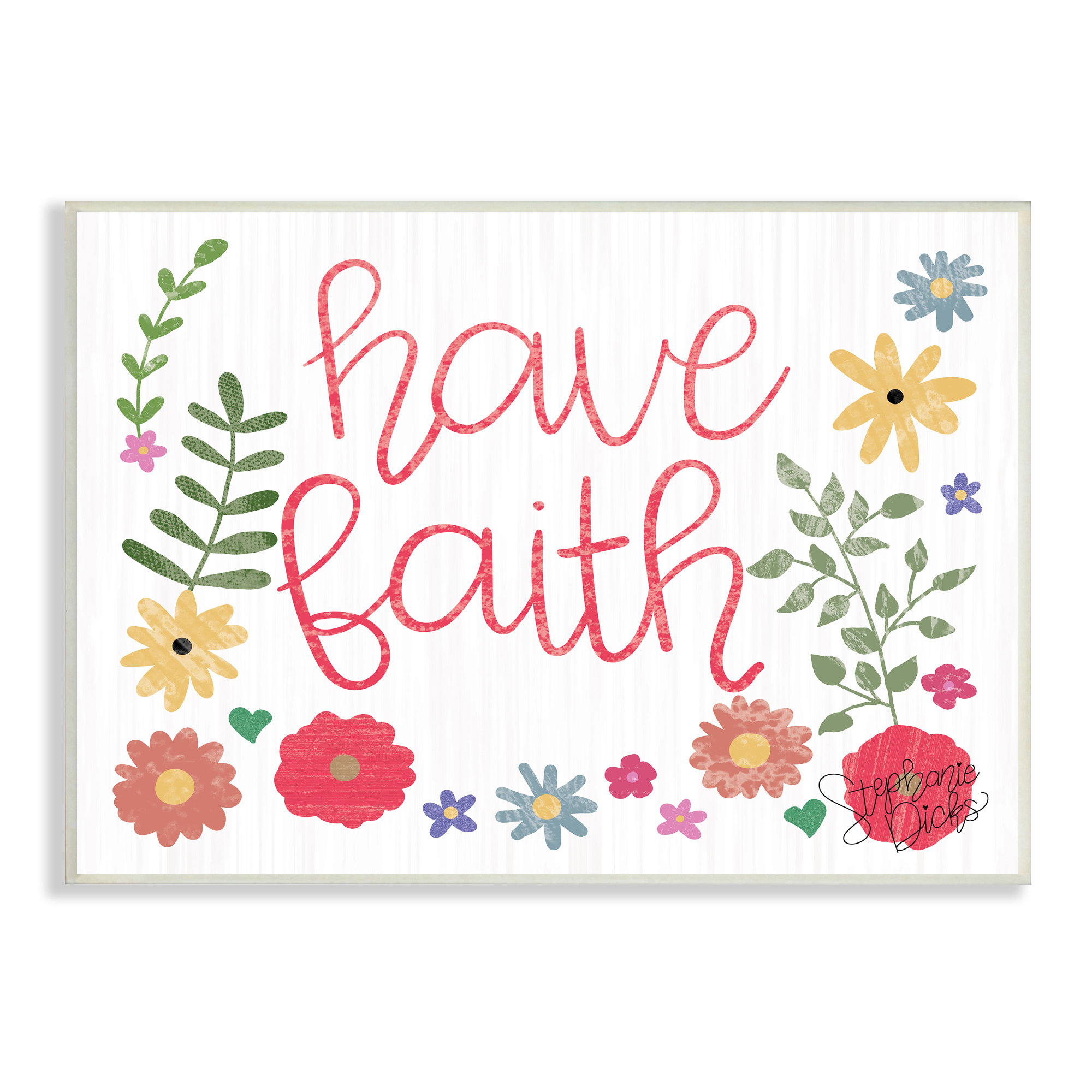 Stupell Industries Have Faith Calligraphy Whimsical Flower Border by ...
