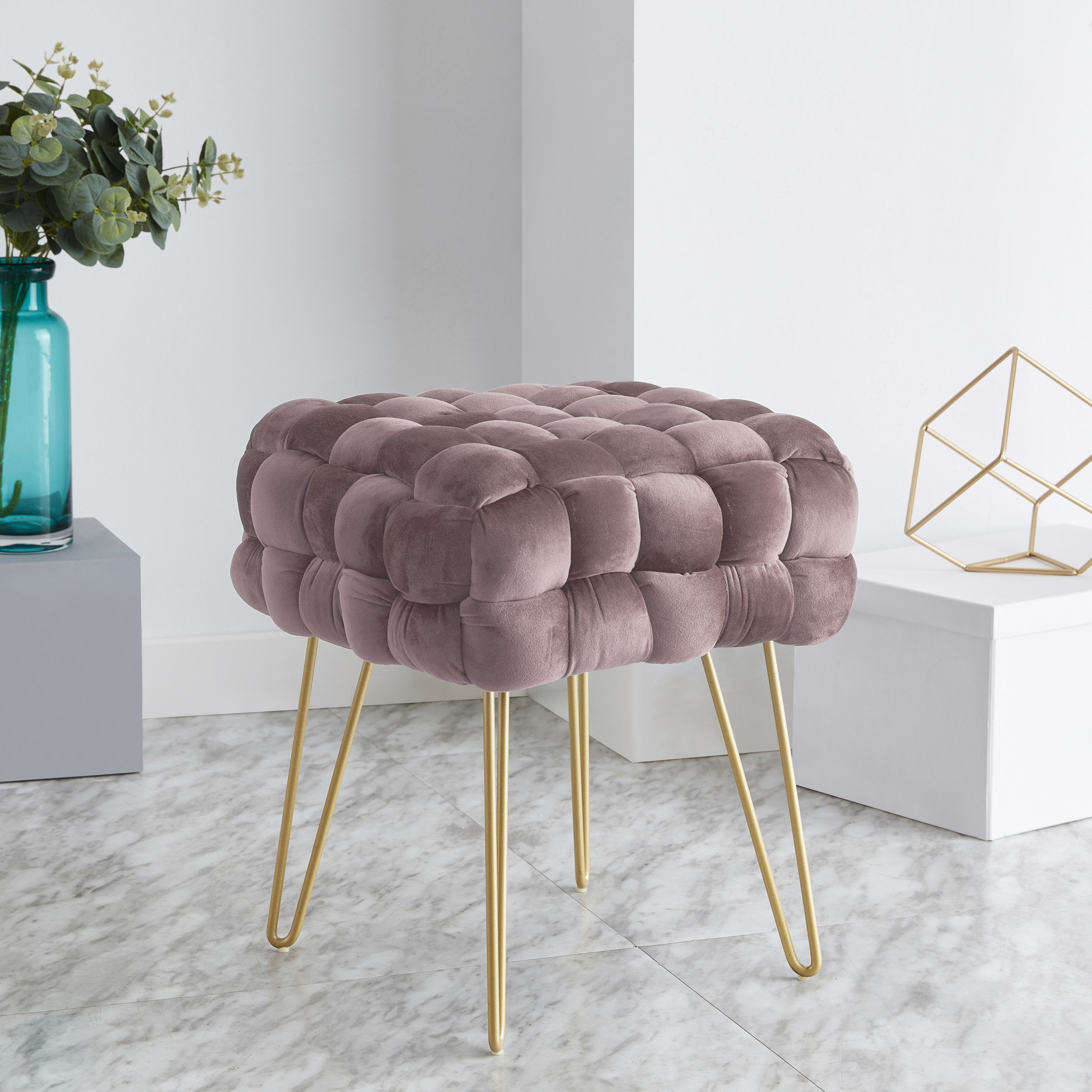 Everly Quinn Fleming Velvet Ottoman & Reviews | Wayfair