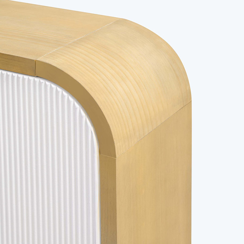 Mercer41 4-door Curved Corner Design Wavy Door Panel Cabinet with ...