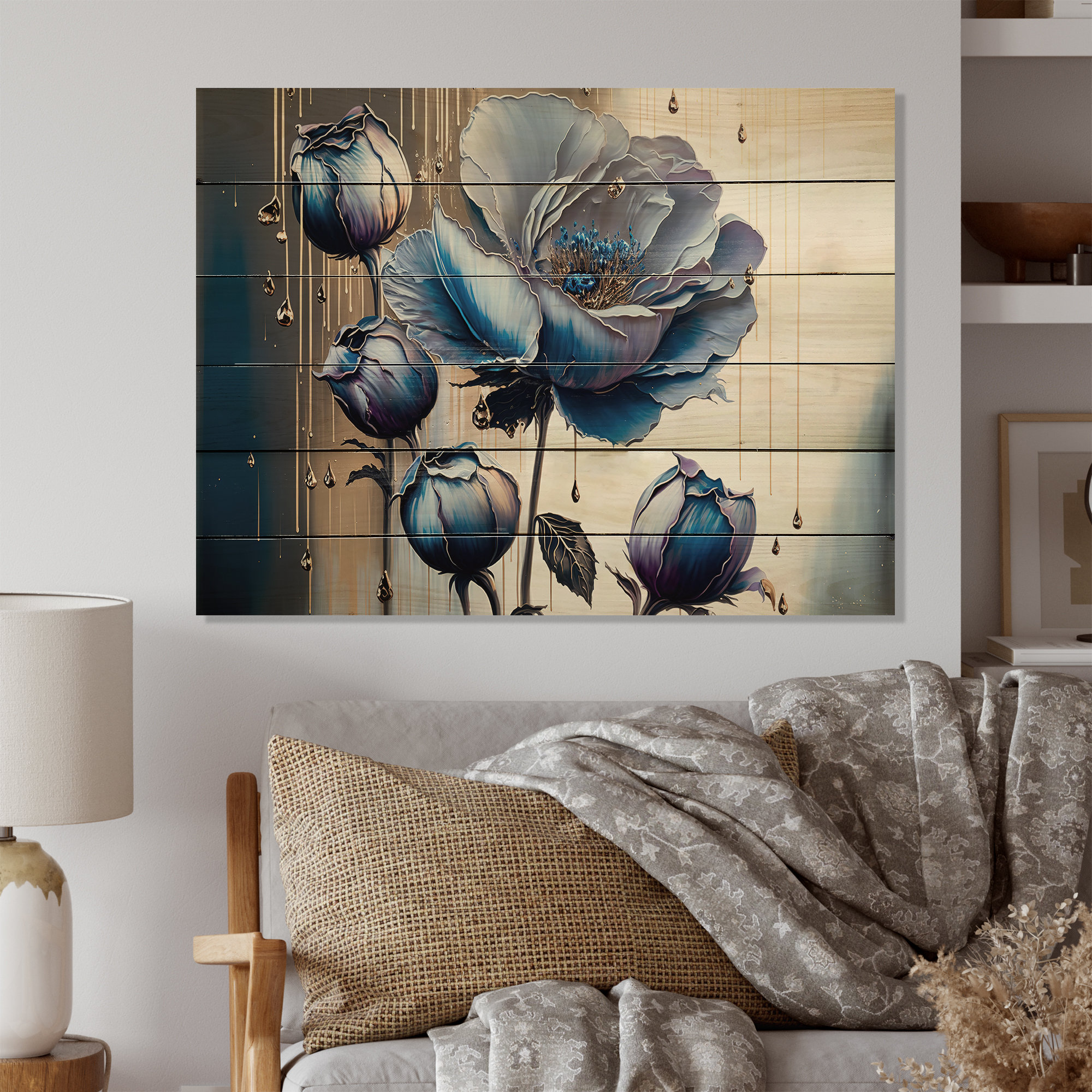 Red Barrel Studio® Ice Blue And Purple Violets II - Floral Violet Wood ...