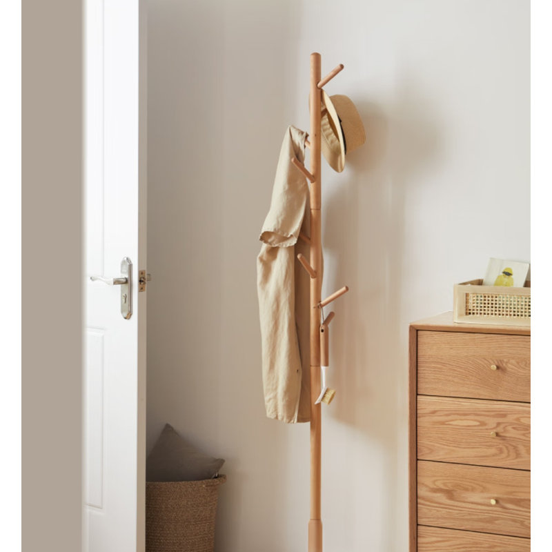 Ebern Designs Yura Solid Wood Freestanding 8 - Hook Coat Rack & Reviews ...