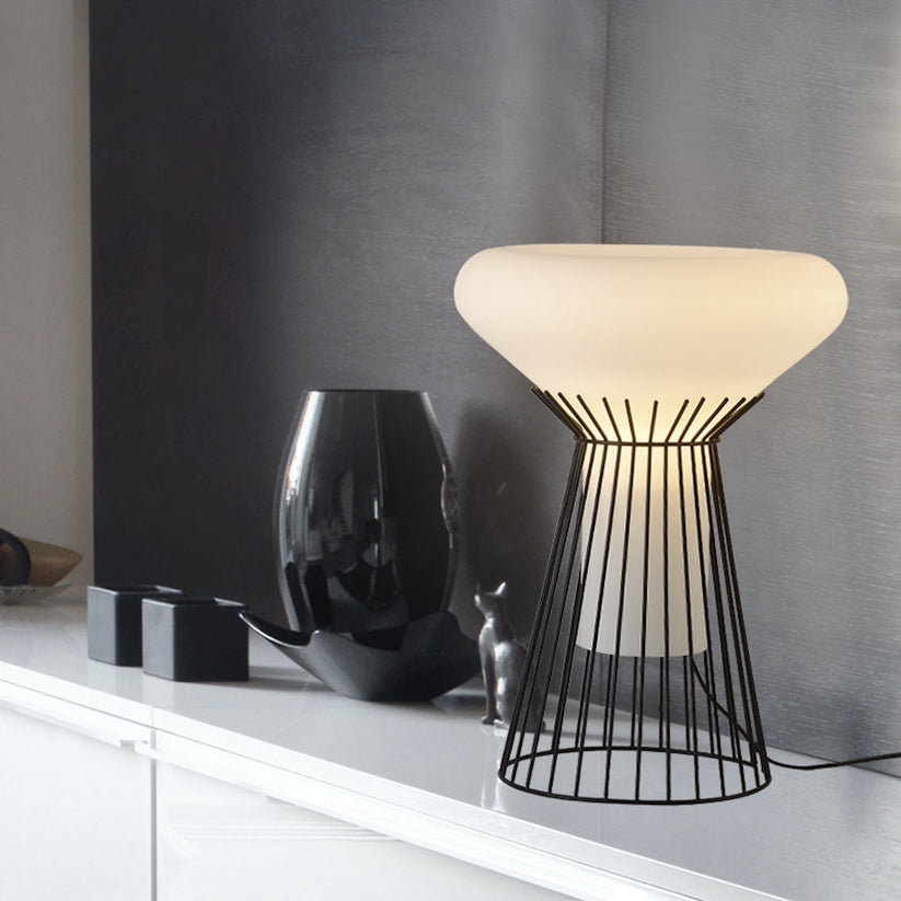 Hokku Designs Vortex Table Lamp With Frosted Glass Shade & Metal Cage ...
