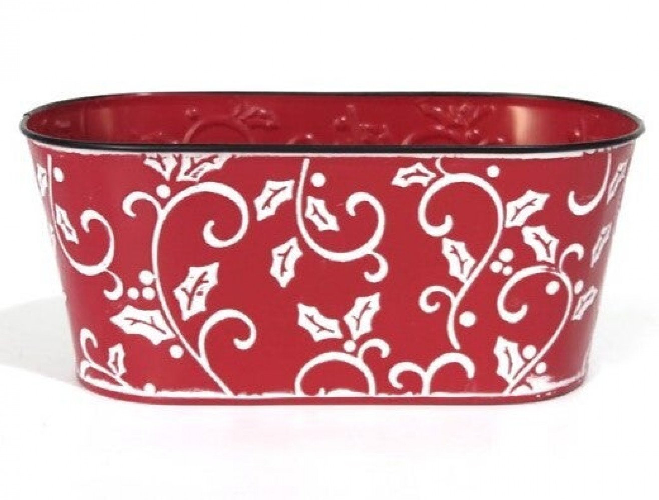 The Holiday Aisle® Oval Holly Leaves On Red Planter - Wayfair Canada