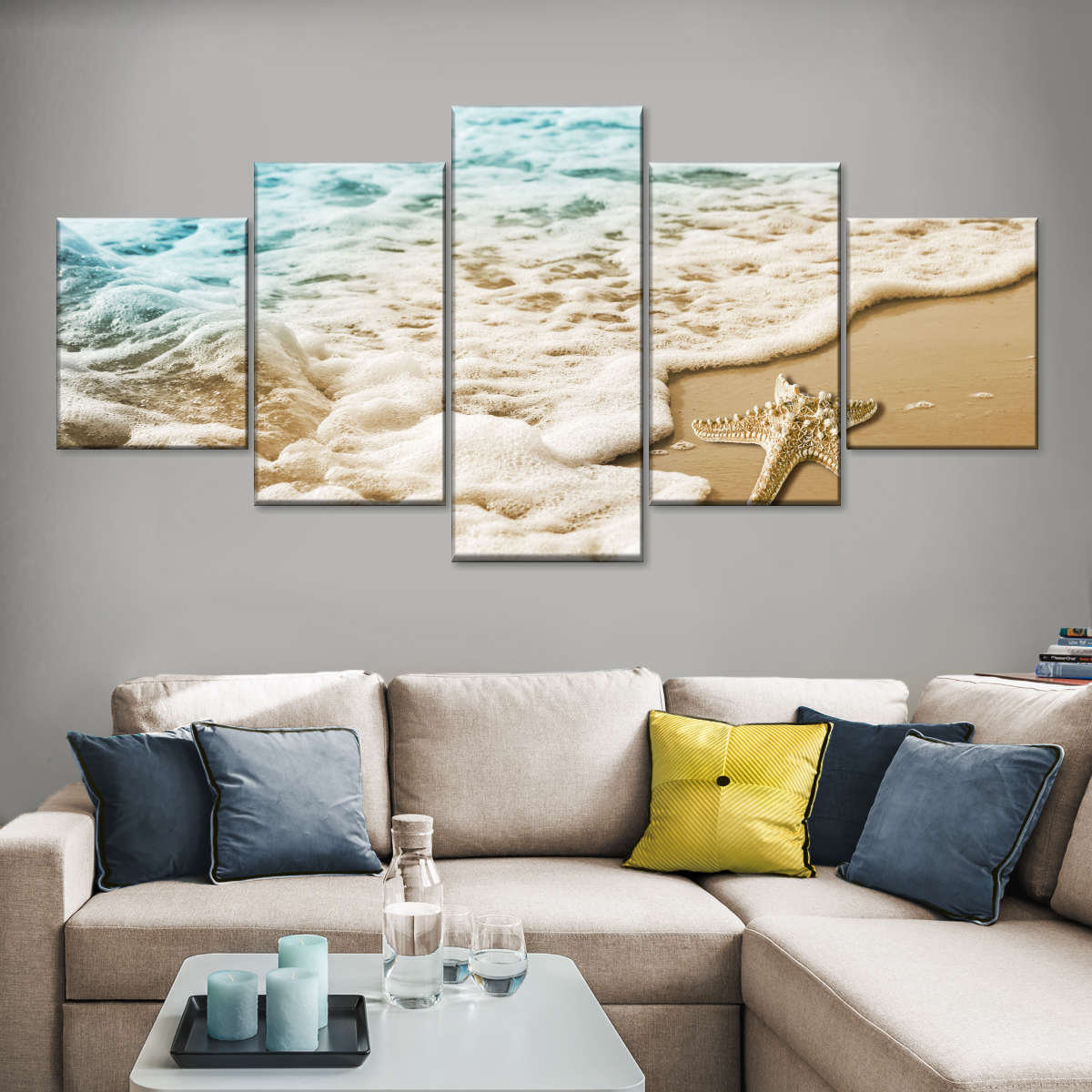 Beachcrest Home™ Starfish On Sandy Beach Wall Art Multi Piece Canvas ...