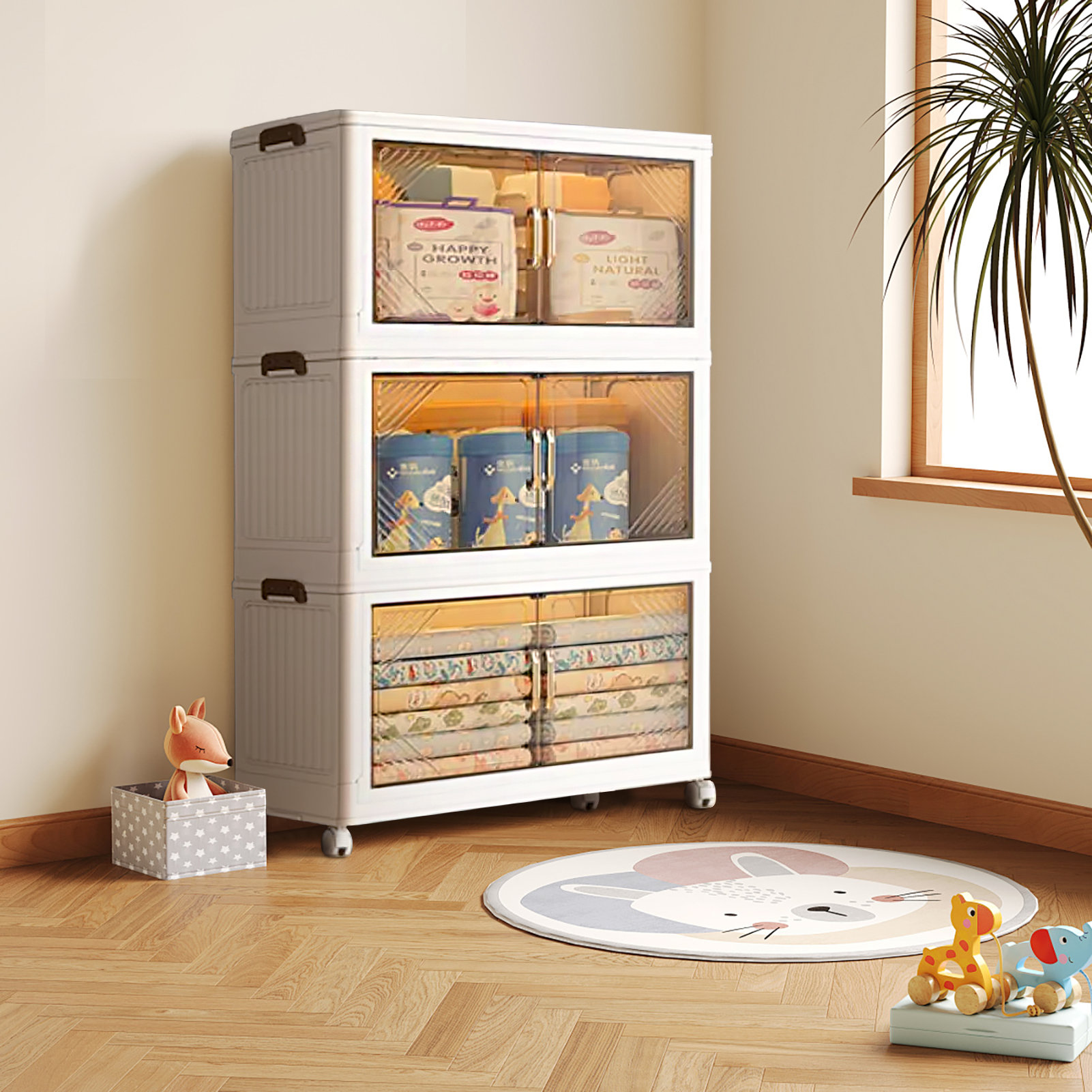 Rebrilliant 96 Qt, 3 Tiers Collapsible Storage Bins Organizer ...