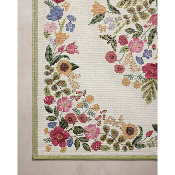 Rifle Paper Co. x Loloi Perennial Cream Indoor / Outdoor Area Rug ...