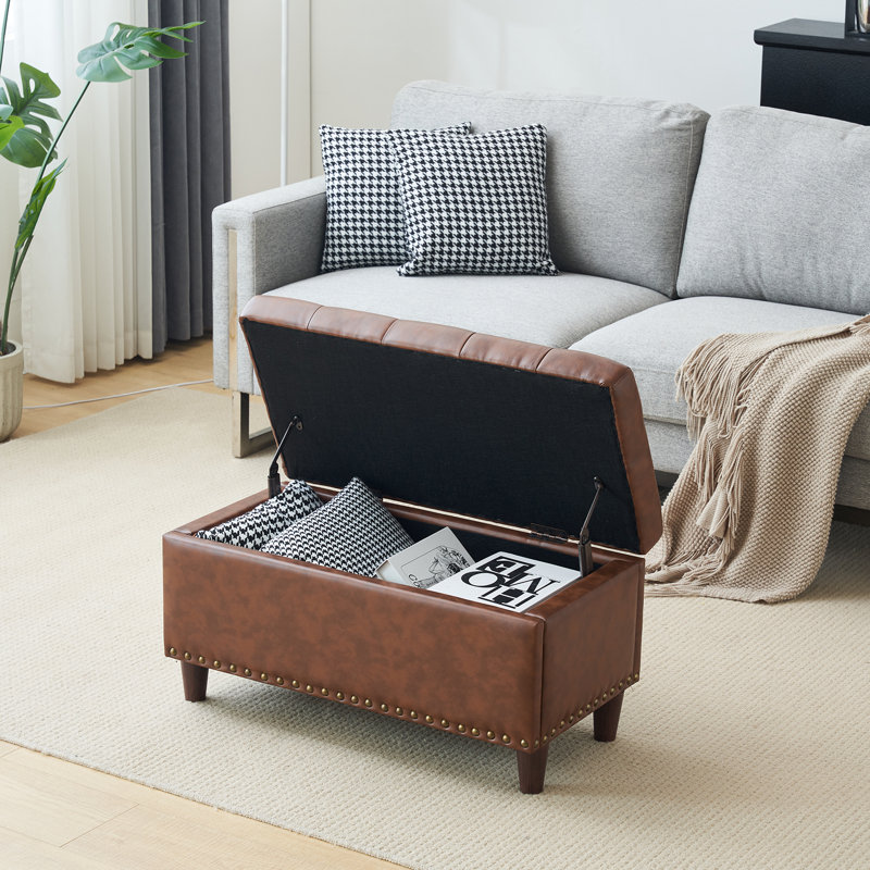 Ebern Designs Gagny Vegan Leather Storage Ottoman & Reviews | Wayfair