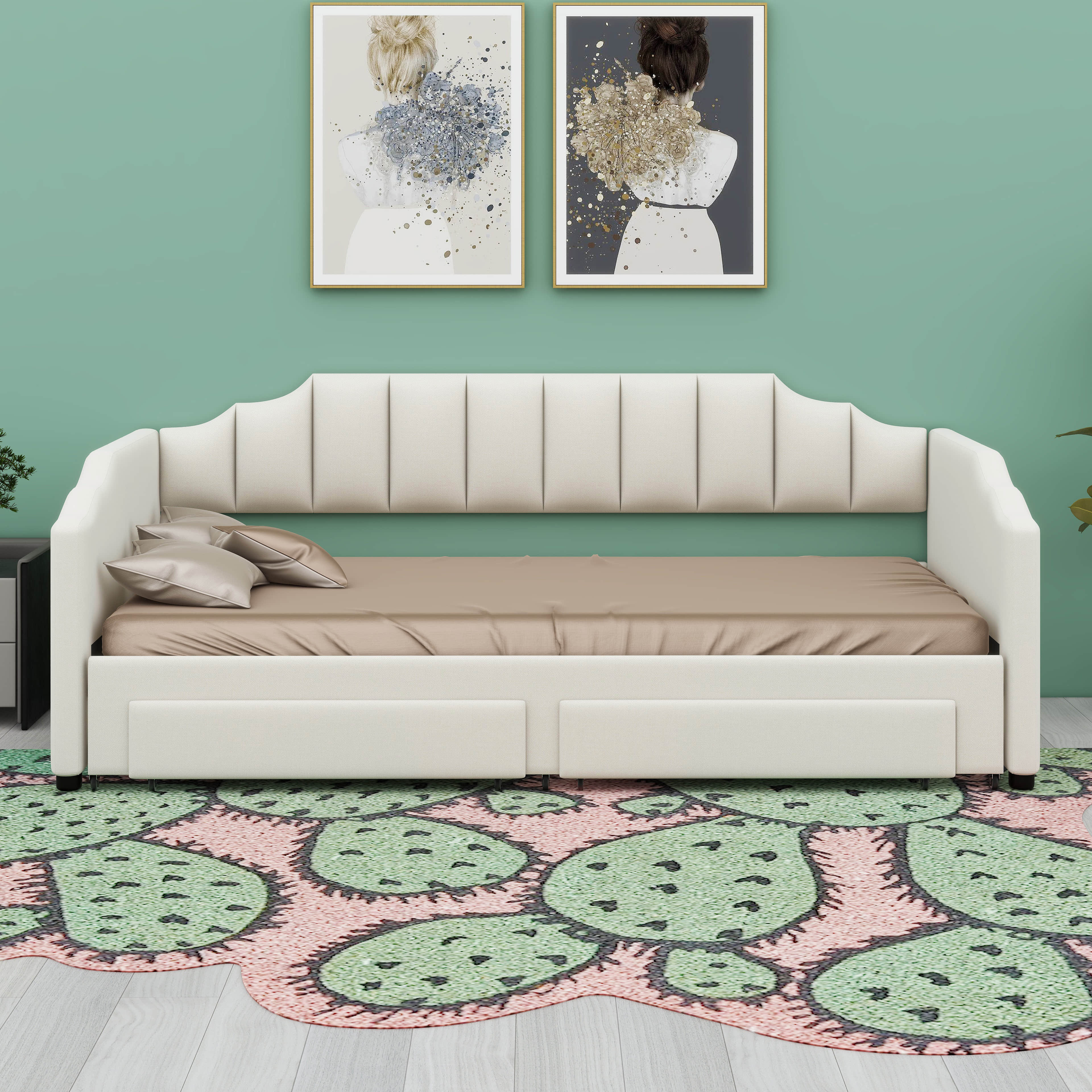 Latitude Run® Twin XL Extendable Upholstered Daybed With 2 Storage ...