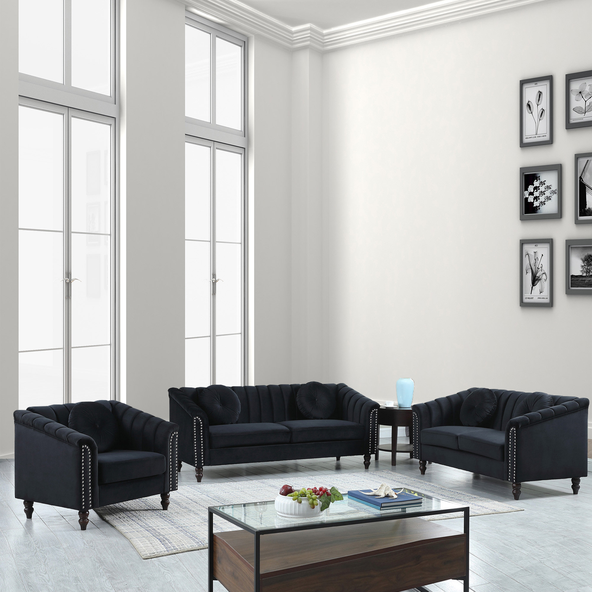 Charlton Home Donnika 3 - Piece Upholstered Sectional | Wayfair