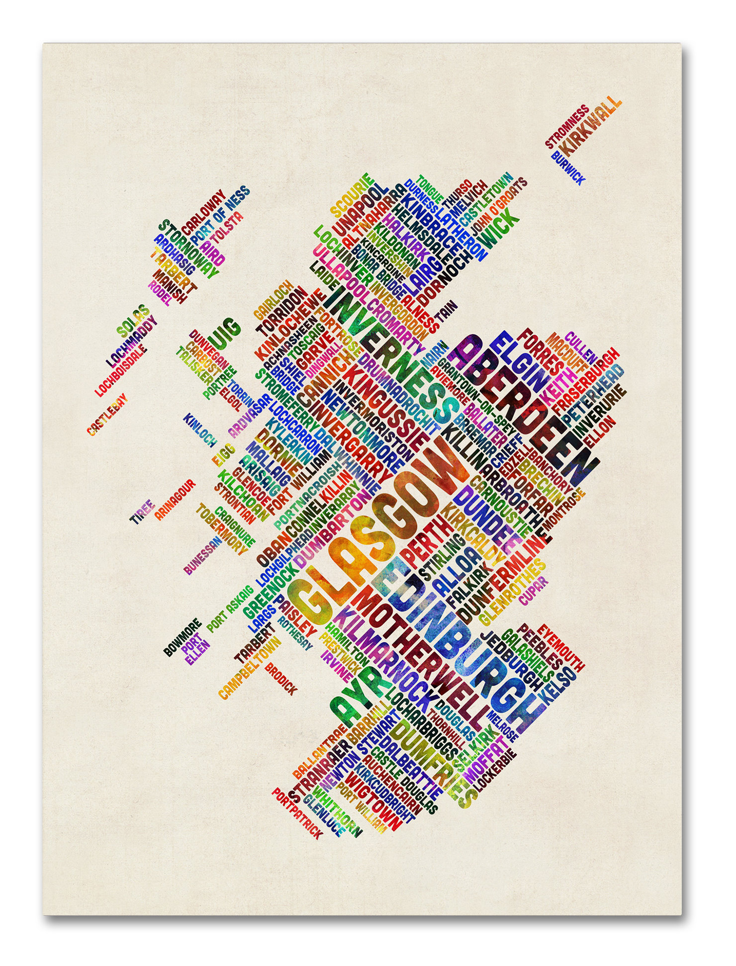 Ivy Bronx 'Scotland Typography Text Map 4' Graphic Art on Wrapped ...