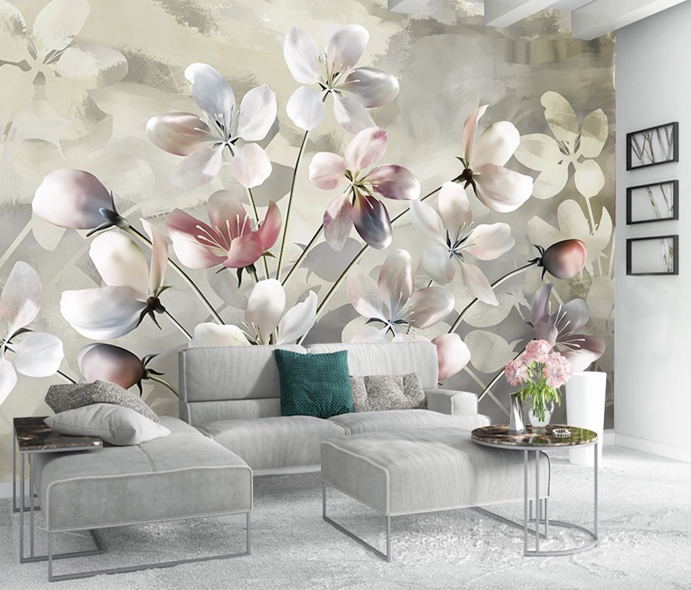 GK Wall Design Oil Painting Floral Daisies 6.25' L x 112" W Paintable ...