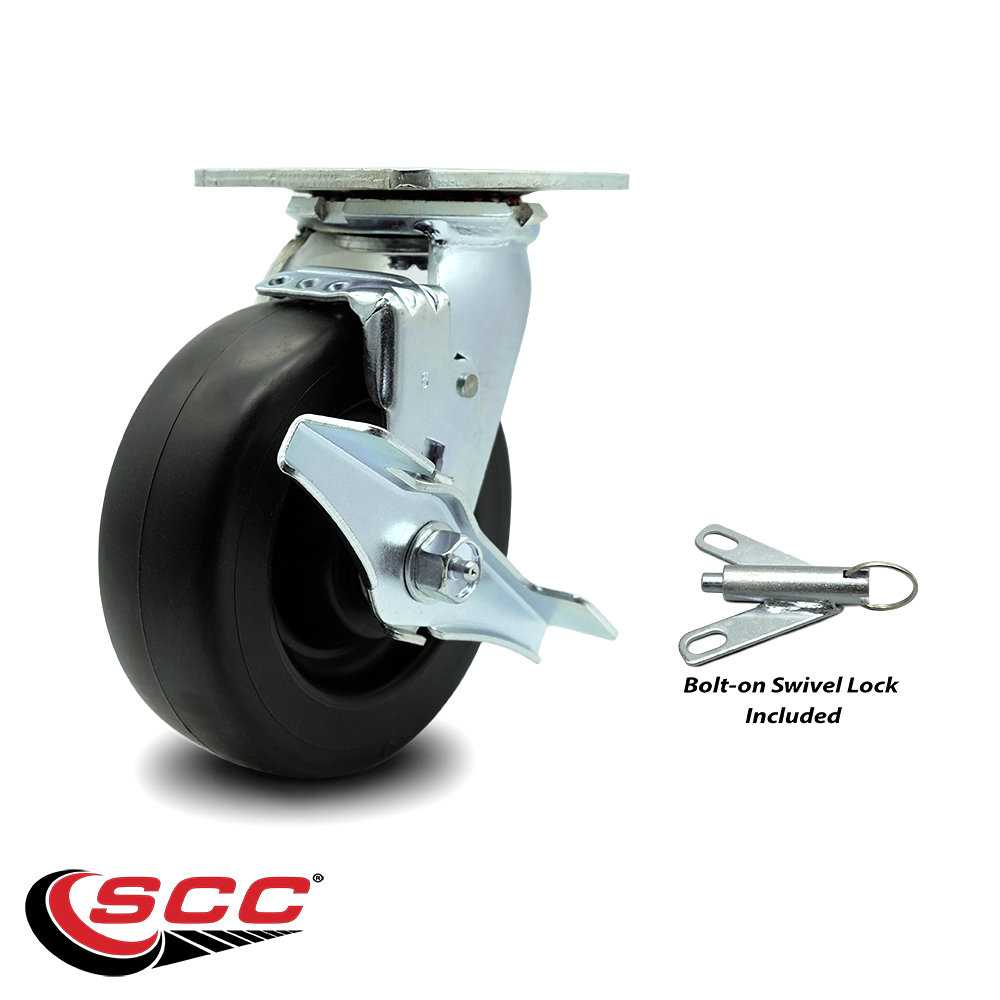 Service Caster Polyolefin Caster with Roller Bearing and Brake/Swivel ...
