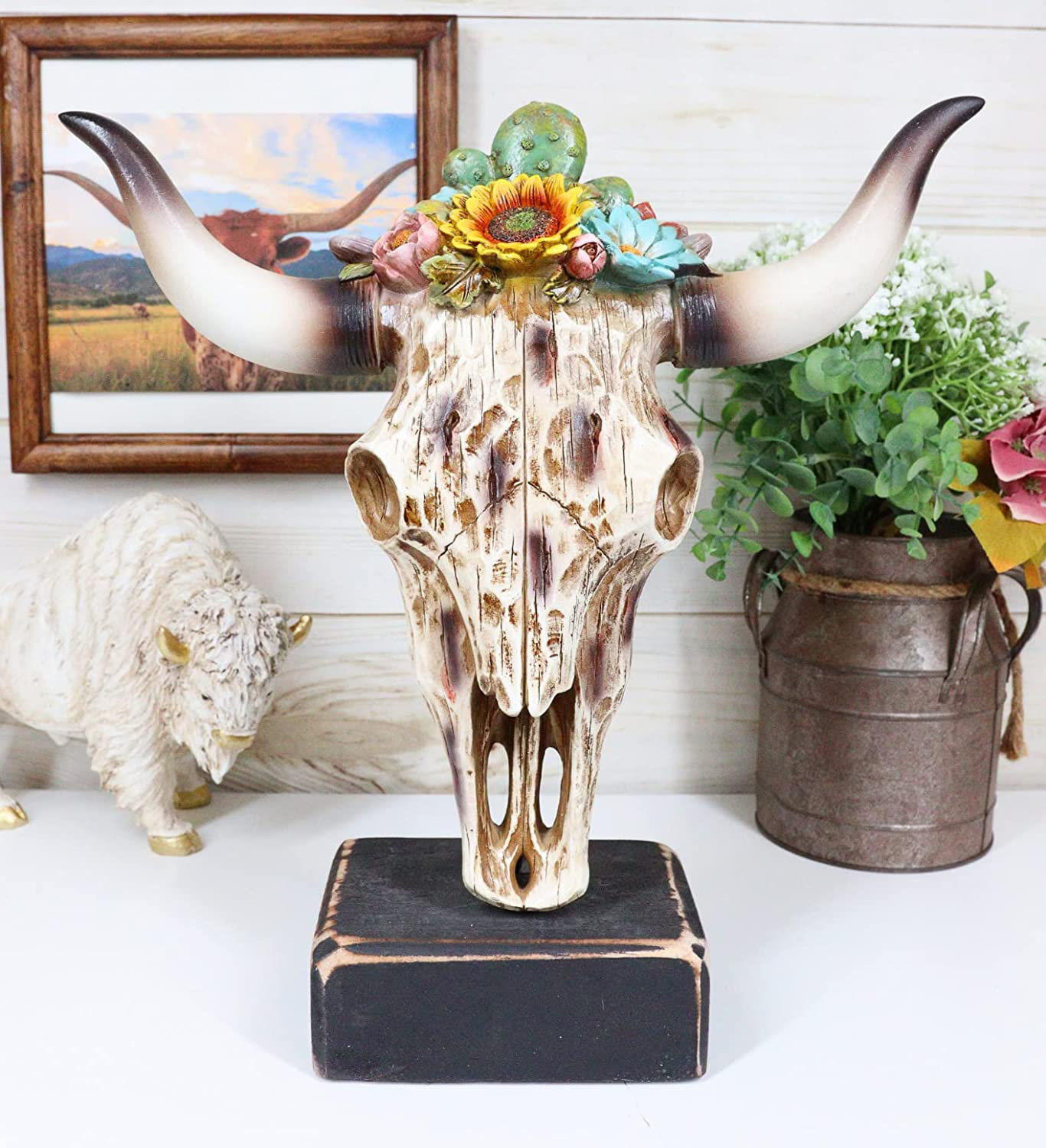 Union Rustic Rustic Western Vintage Finished Faux Distressed Wood Cow ...