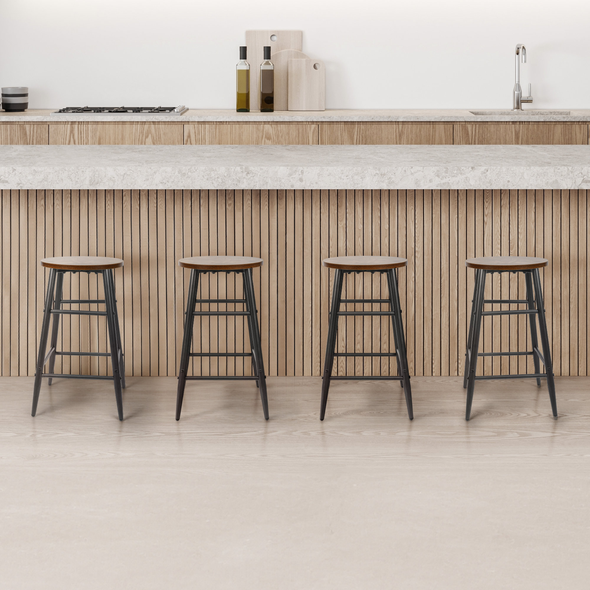 Corrigan Studio® Counter Stool With Metal Frame (Set Of 4) | Wayfair