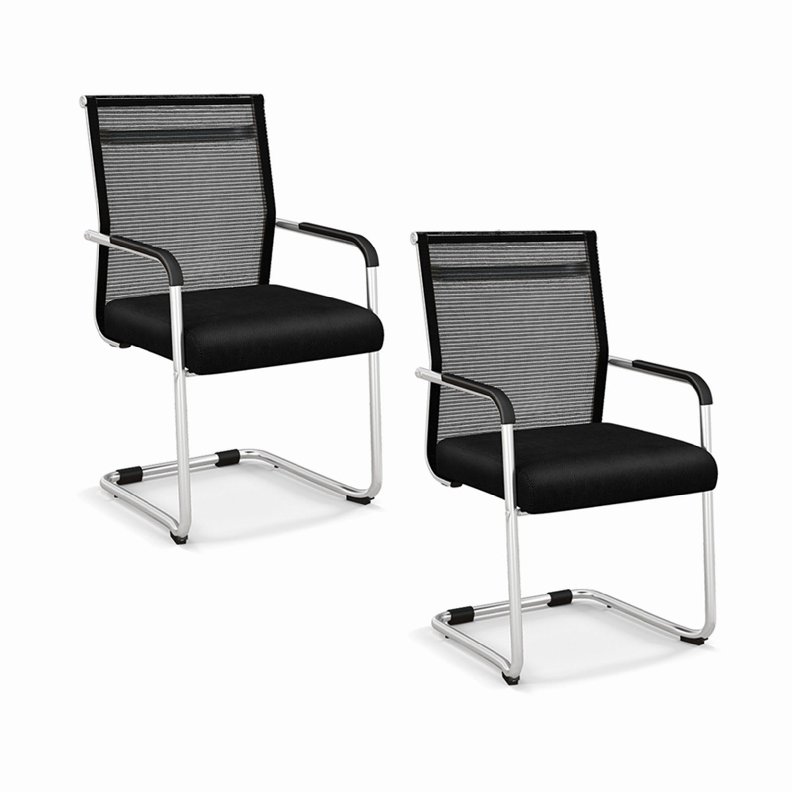costway Stackable Office Reception Chairs Set Of 2 Mid Back Guest ...
