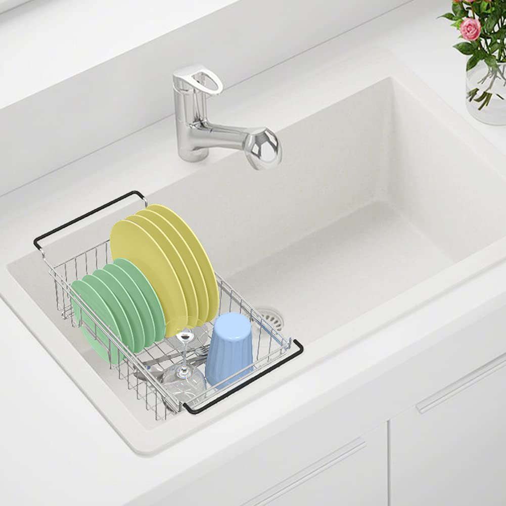 X－MAX FURNITURE Expandable Dish Drying Rack Over The Sink Small Dish ...