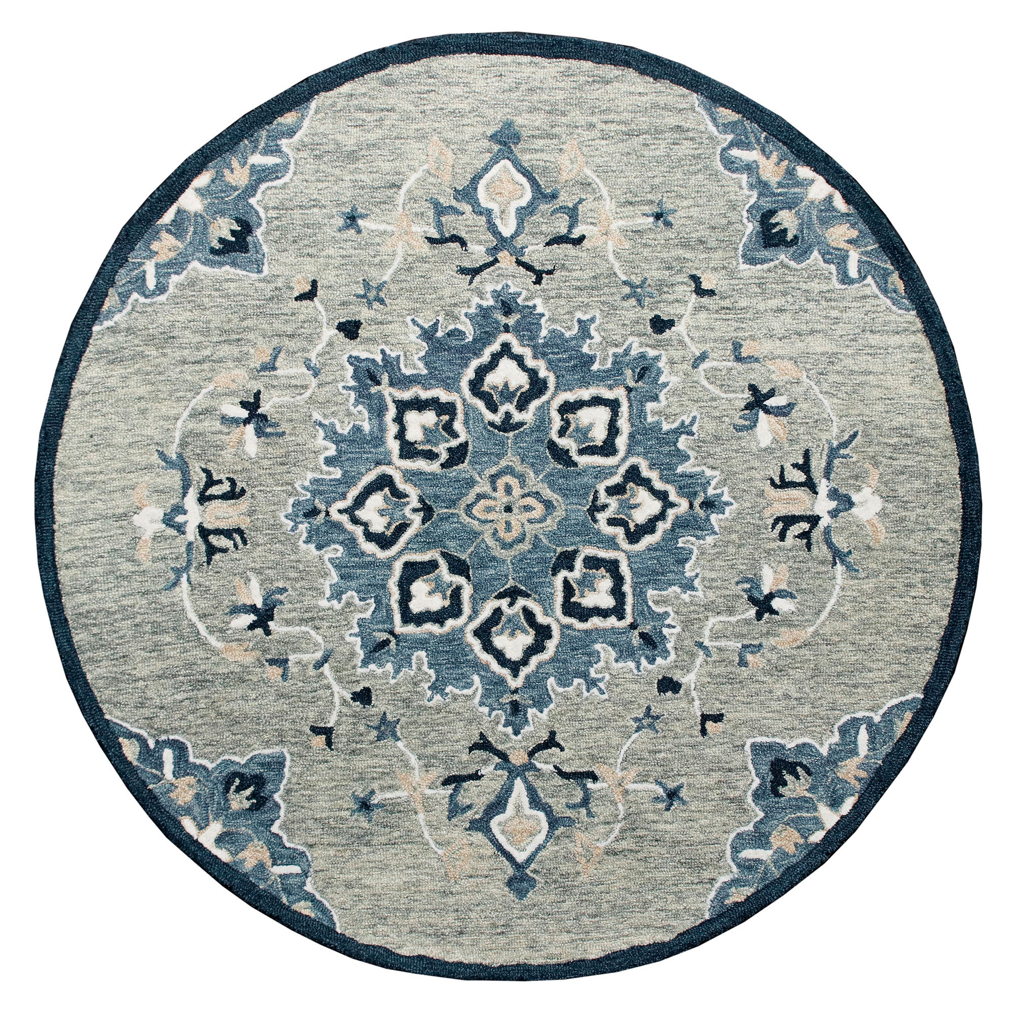 Bungalow Rose Round Rugsa Wool Area Rug with Non-Slip Backing | Wayfair