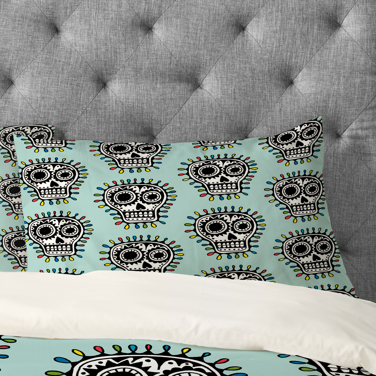Deny Designs Andi Bird Sugar Skull Fun Pillowcase | Wayfair