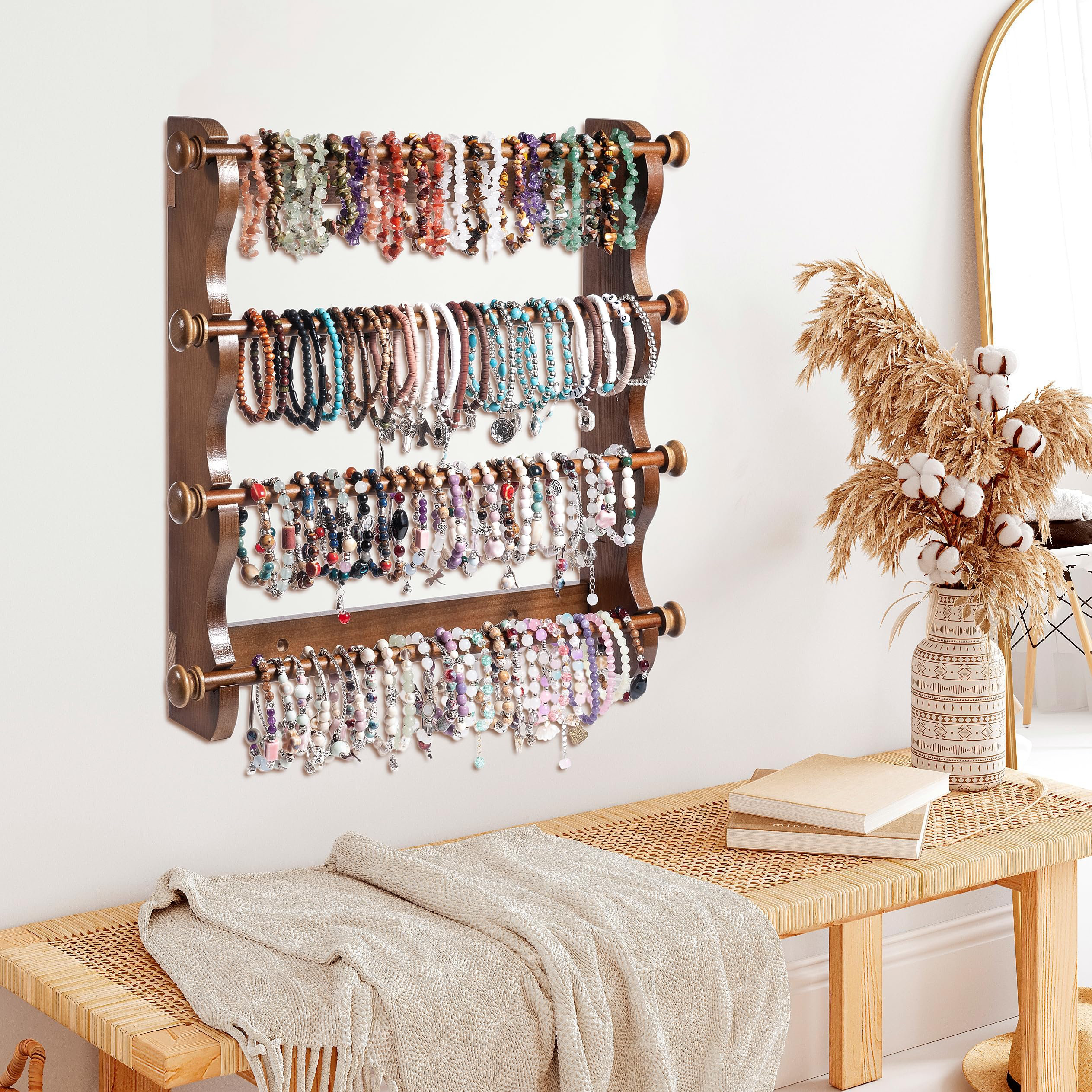 Lark Manor™ 4 Tier Wooden Bracelet Holder Wall-Mounted, Bangle Watch ...