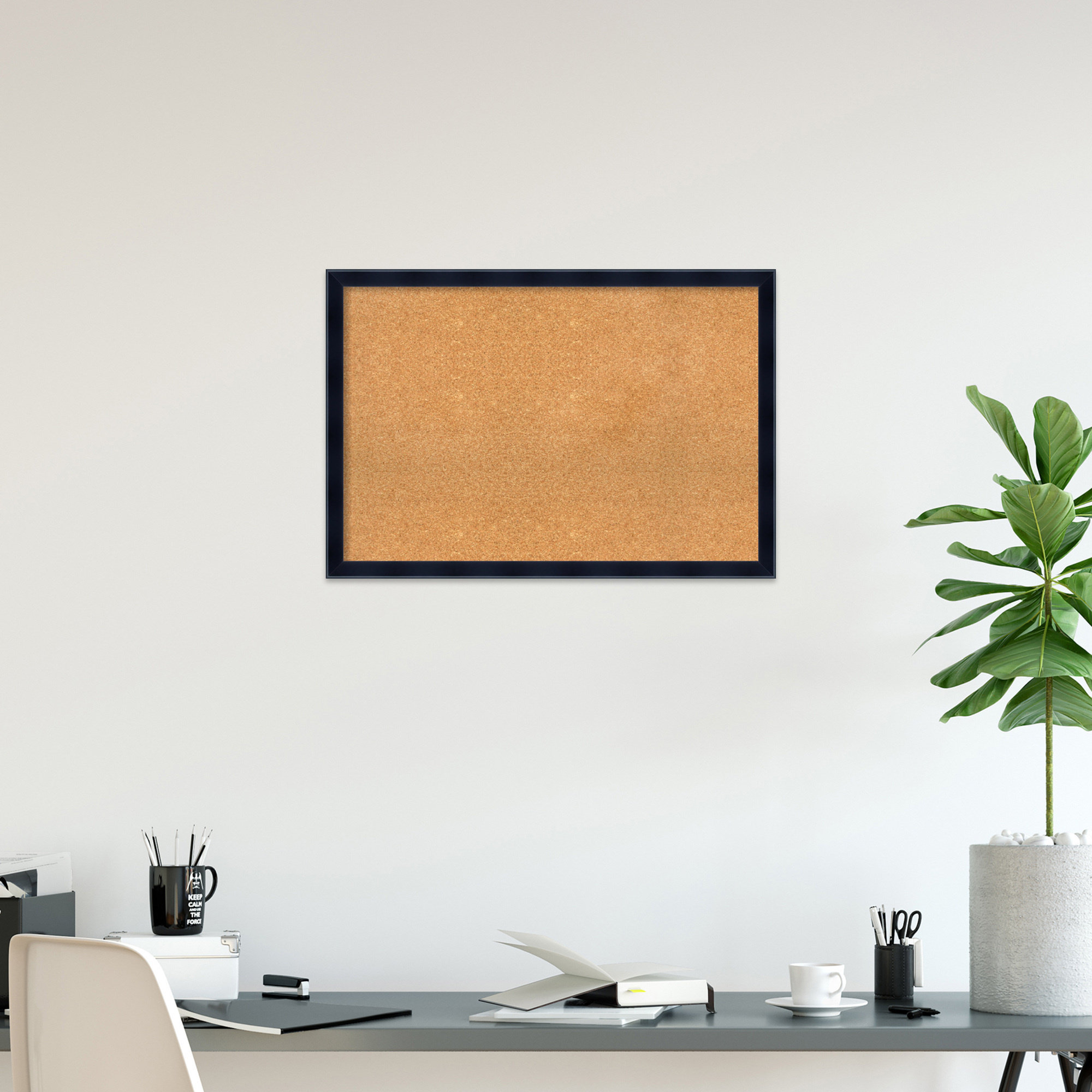 Amanti Art Natural Cork Board, Madison Black Wood Frame - Bulletin ...