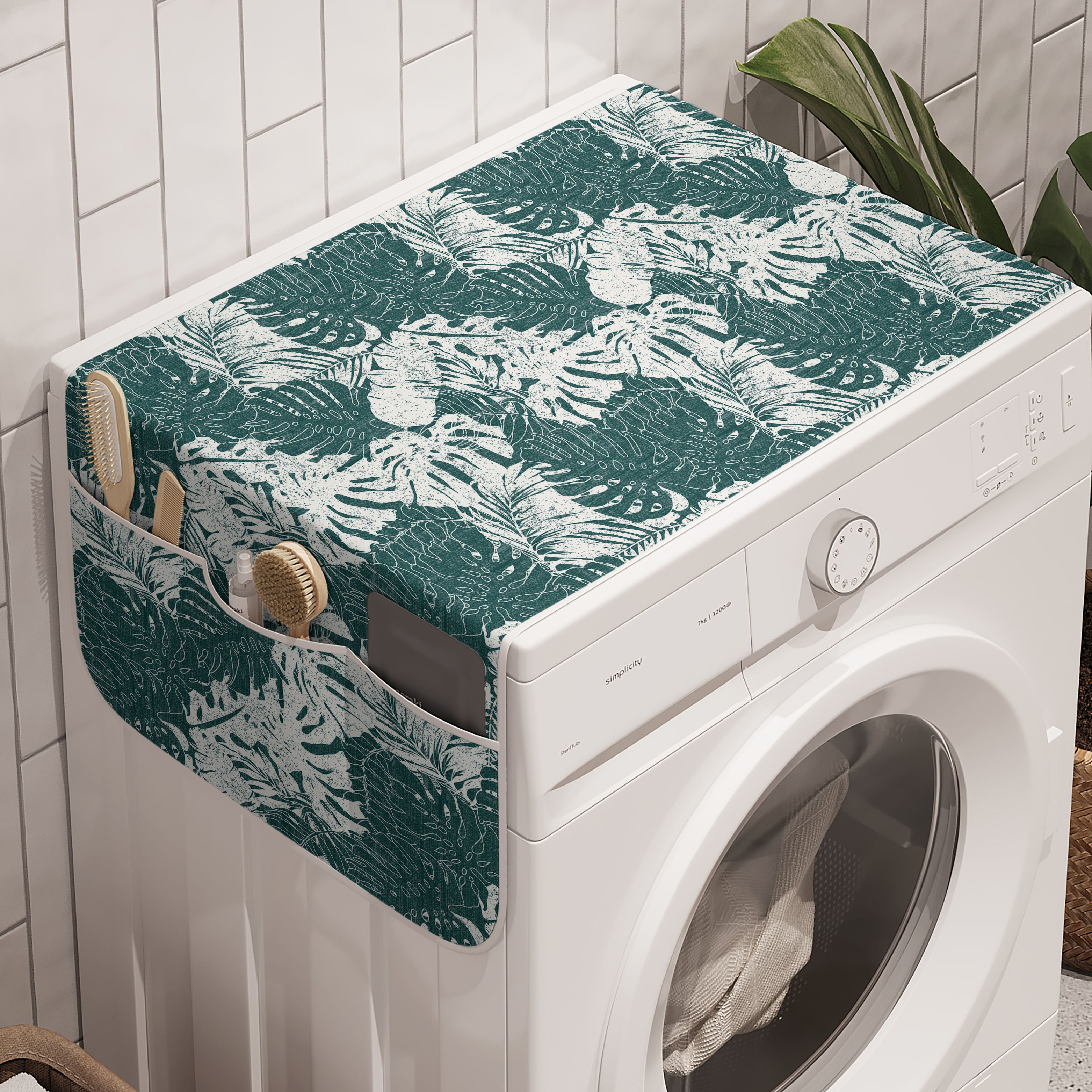 East Urban Home Monstera Leaves Washing Machine Organizer Pack of 2 47 ...