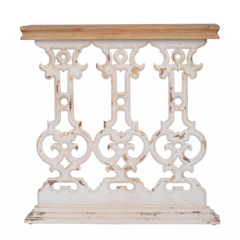 Ophelia & Co. Classic Vintage White Wash Console Table With Brown Wood ...