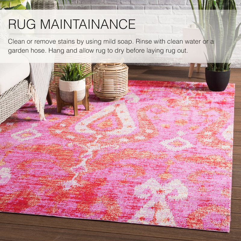 World Menagerie Jambi Ikat Pink/Beige Indoor/Outdoor Area Rug & Reviews ...