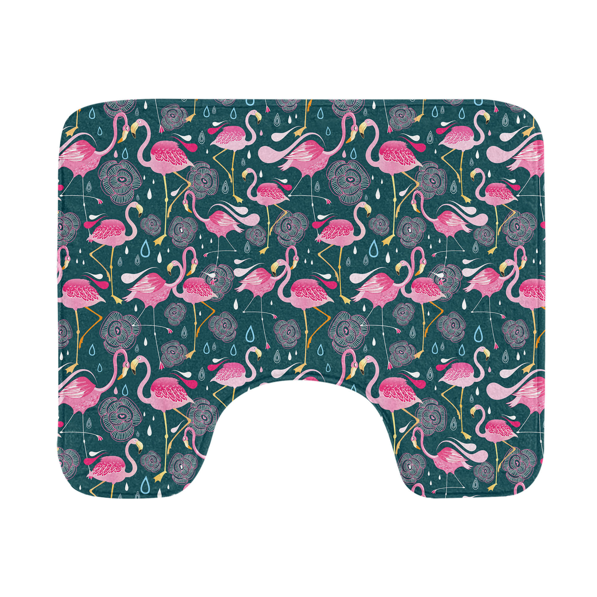 East Urban Home Flamingo Toilet Mat U-Shape Bathroom Rug 20" Dark Teal ...