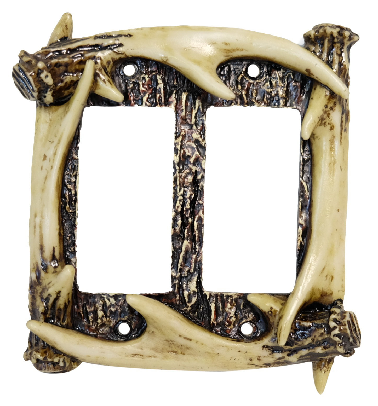 De Leon Collections Antler Framed Faux Wood Double Rocker Switch ...