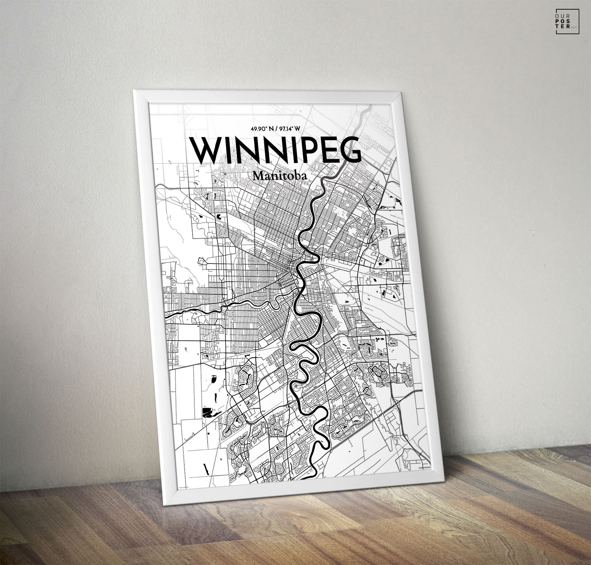OurPoster.com 'Winnipeg City Map' Graphic Art Print Poster in Ink | Wayfair