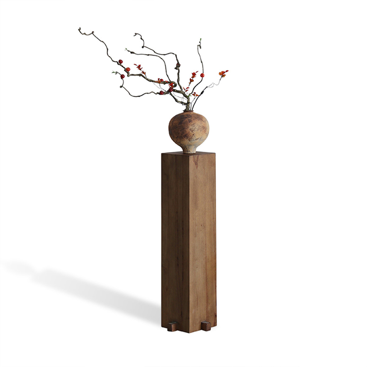 Loon Peak® Brown + Cuboid + Solid wood + Ceramic + Artificial green ...