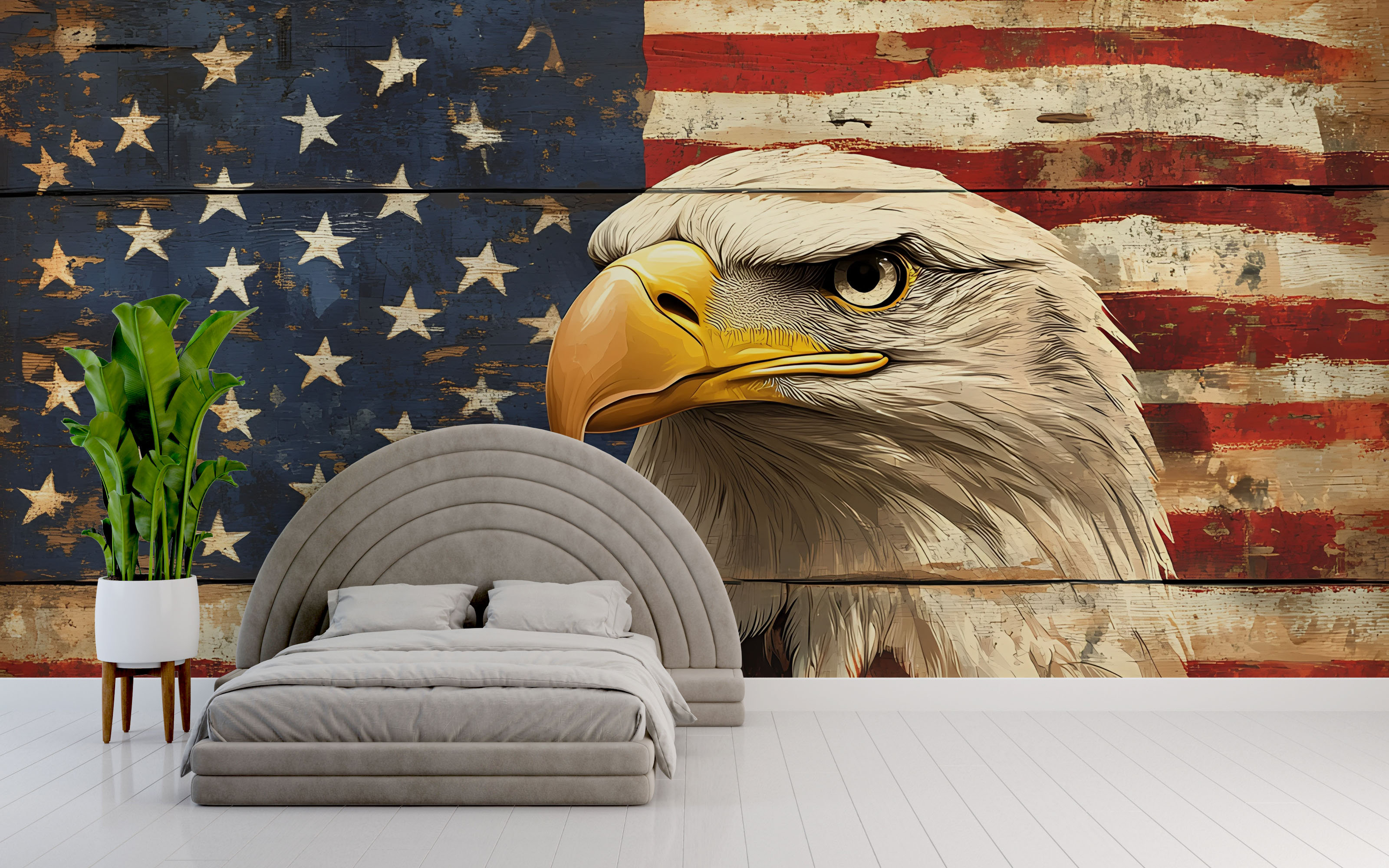 Canora Grey Rustic American Flag Bald Eagle Wall Mural – Patriotic ...
