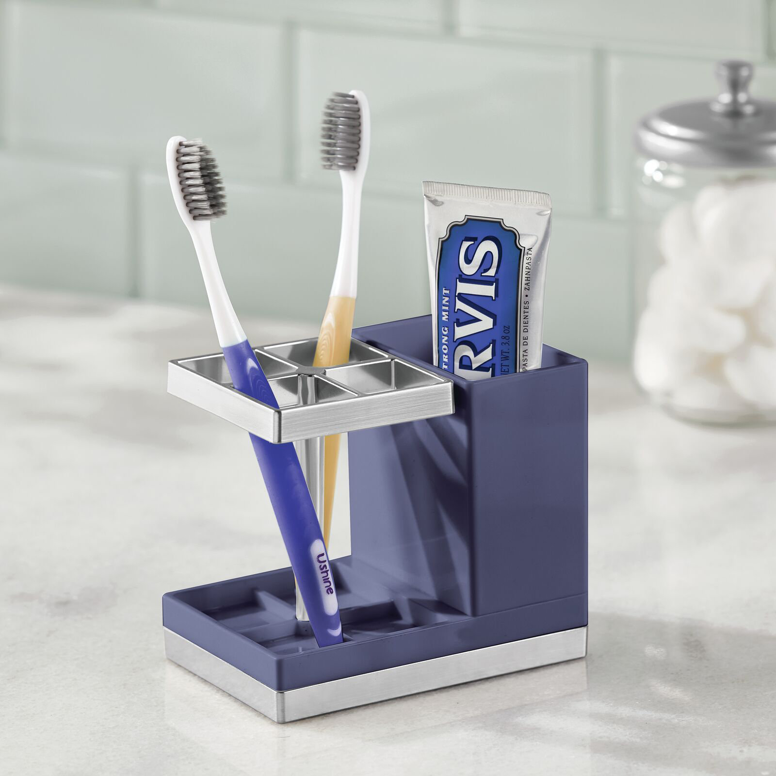 mDesign Plastic Toothbrush/Toothpaste Storage Organizer Holder | Wayfair