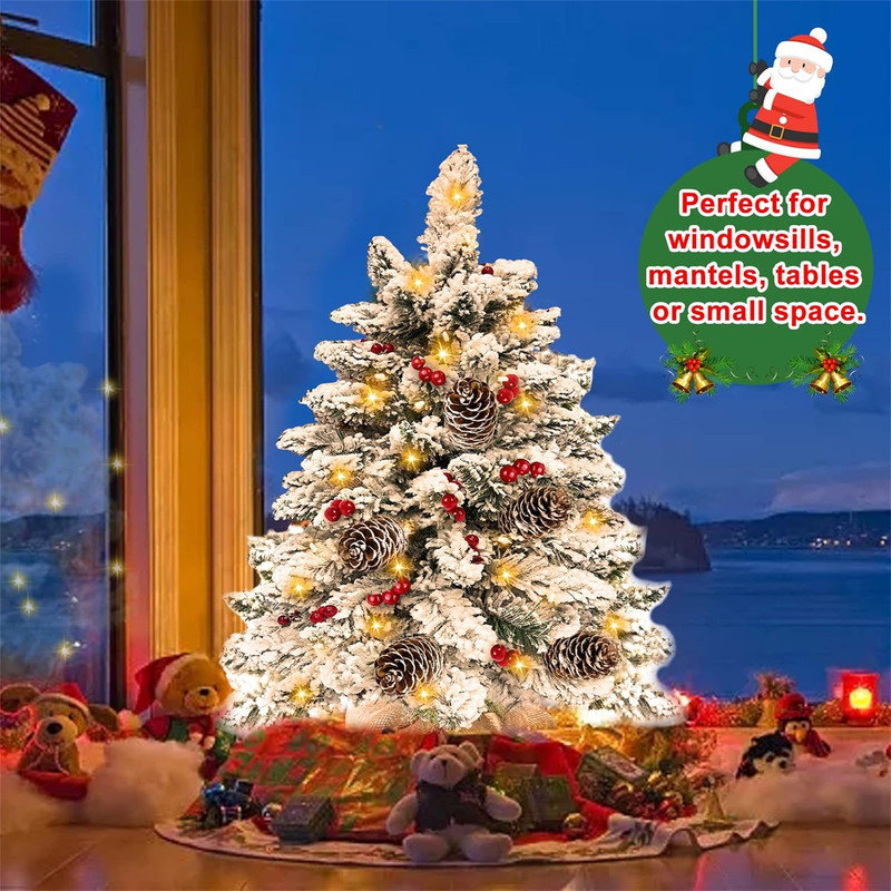 Union Rustic 20 Inch Flocked Christmas Tree with 35 Lights Timer | Wayfair