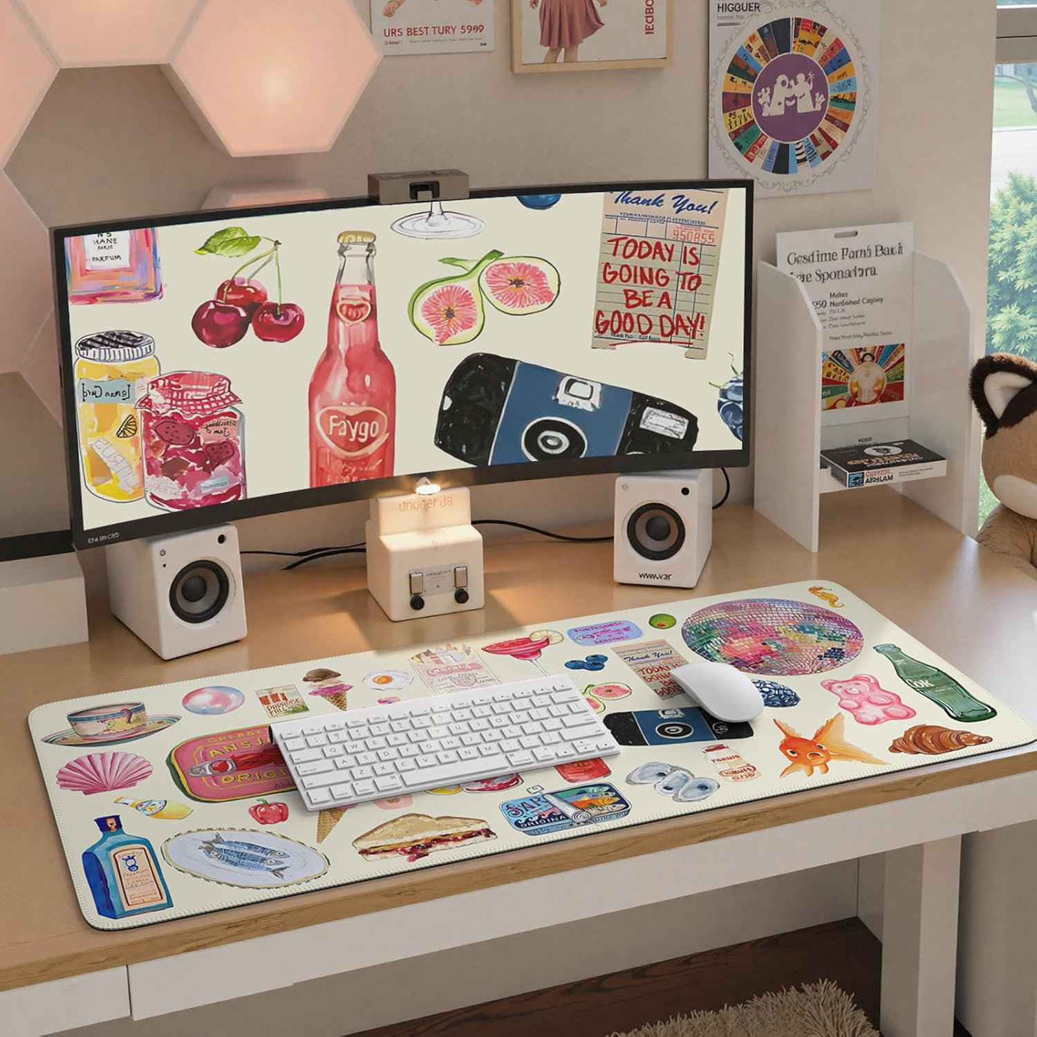 Dakota Fields Desk Mat For Keyboard And Mouse,Watercolor Stickers | Wayfair