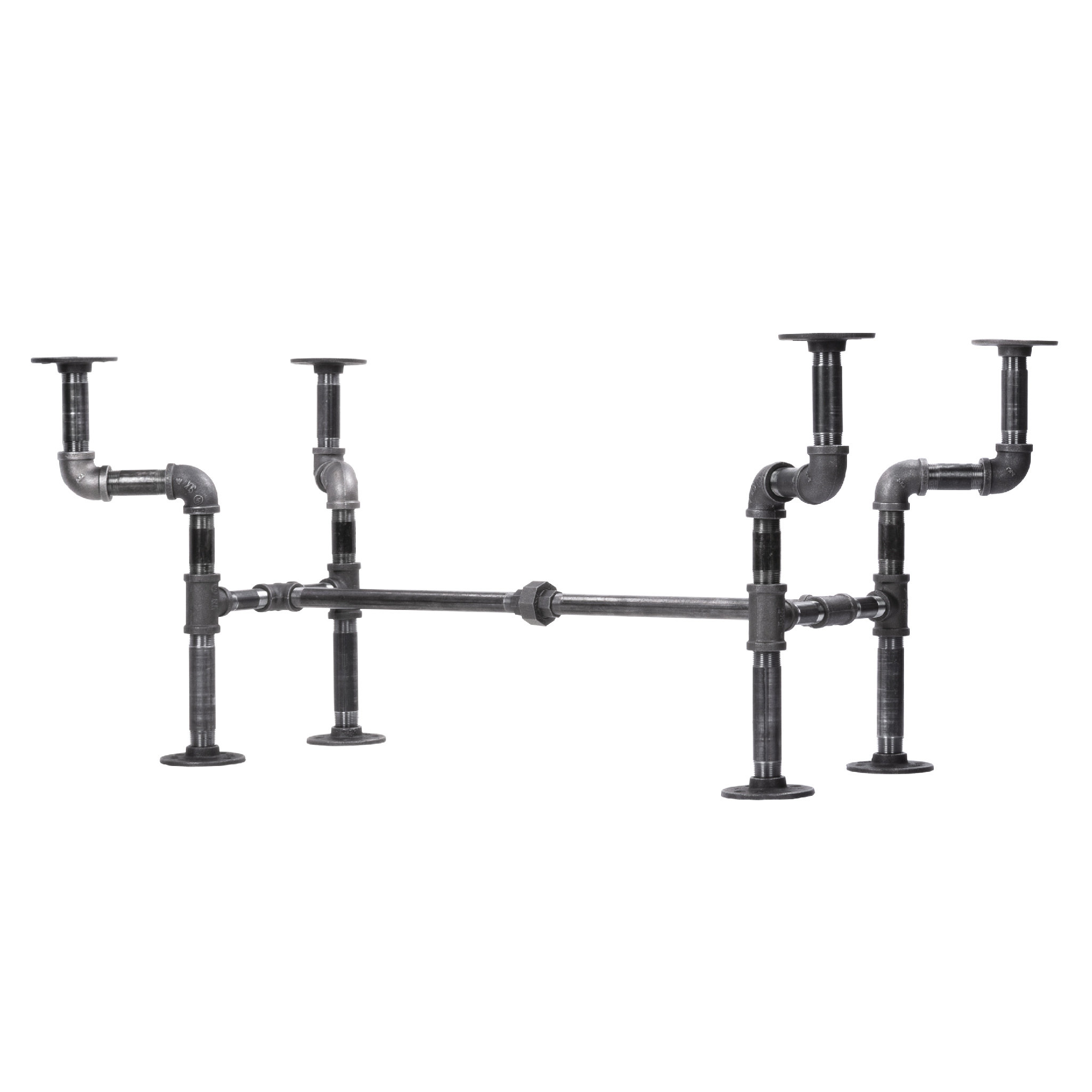 Williston Forge Ingulf Heavy Duty Industrial Black Steel Pipe Desk Base ...