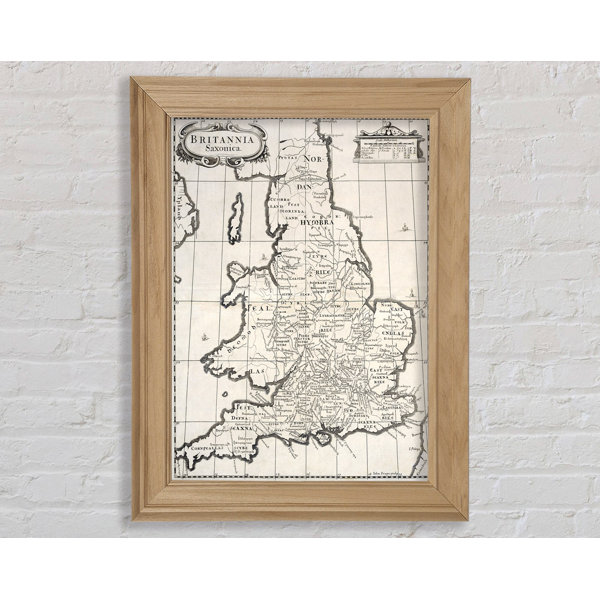 Bright Star Old Saxon Map Of The UK - Single Picture Frame Art Prints ...