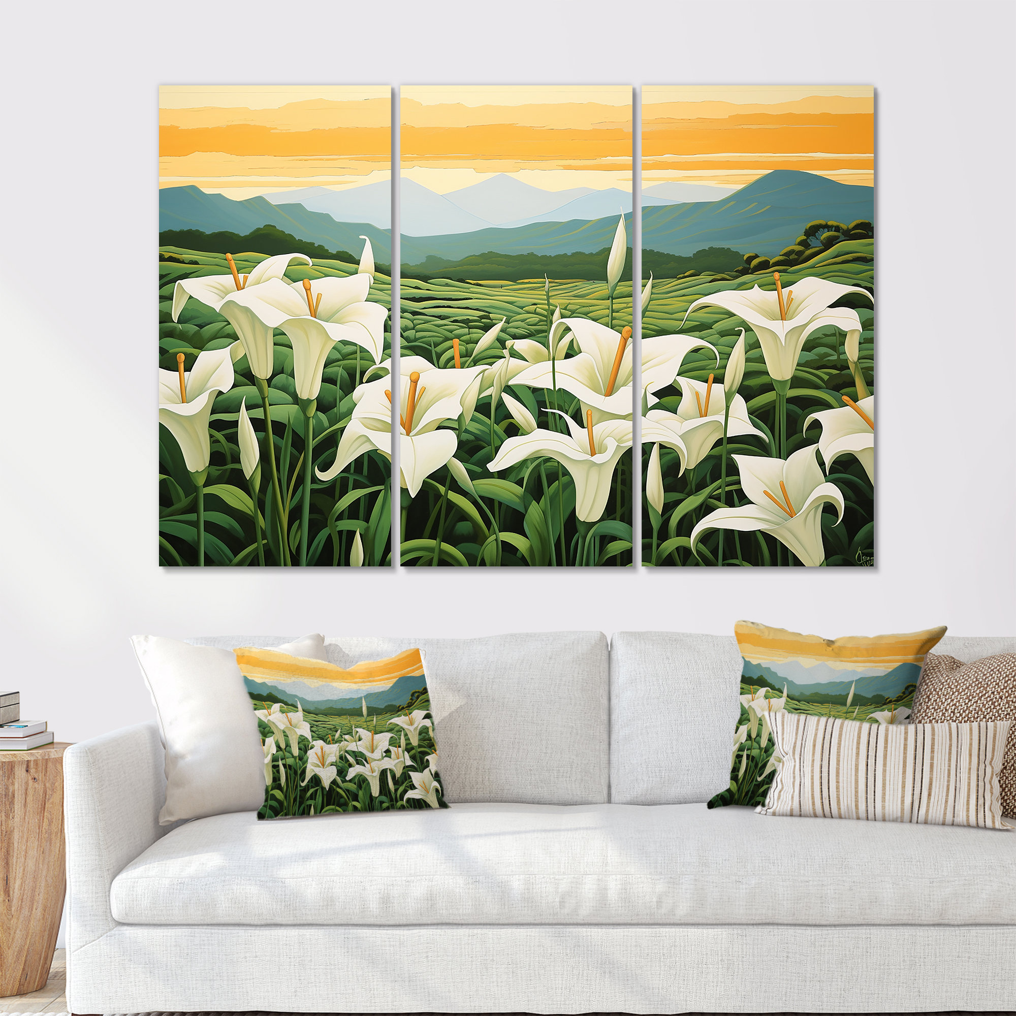 Lark Manor™ Lilies Charm In Mountain Scenery I - Lilies Wall Decor Set ...