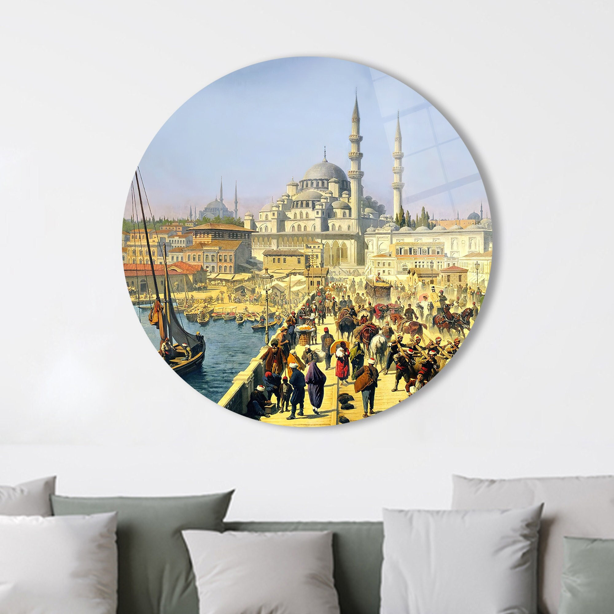 Red Barrel Studio® Vintage-Inspired Galata Bridge Landscape Glass Wall ...