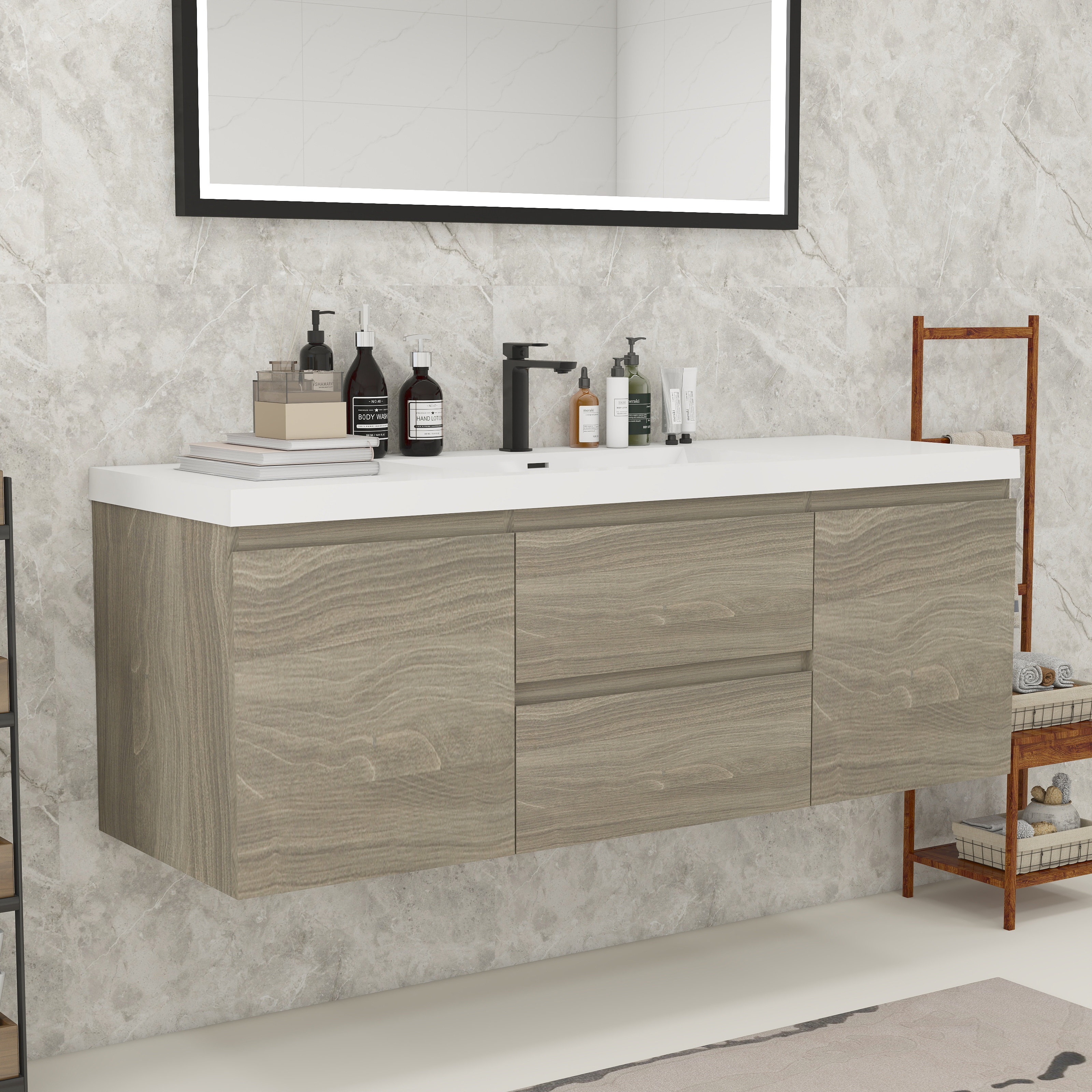 Latitude Run® Modern Wall Mounted Bathroom Storage Vanity With Resin ...