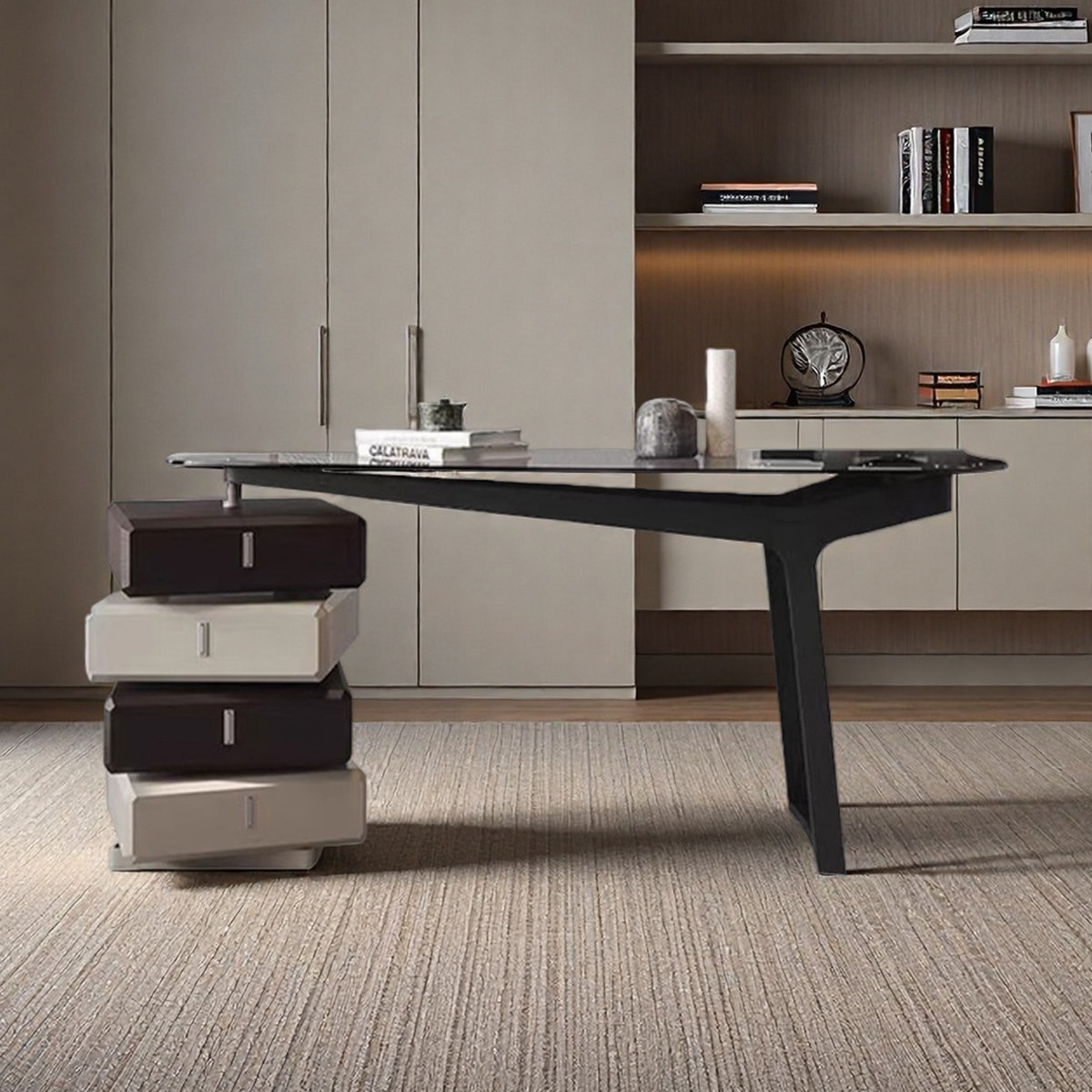 Hokku Designs Curved glass surface desk Home study writing desk | Wayfair