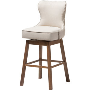 Three Posts™ Wadley Swivel Upholstered 30.51'' Counter Stool with Solid ...