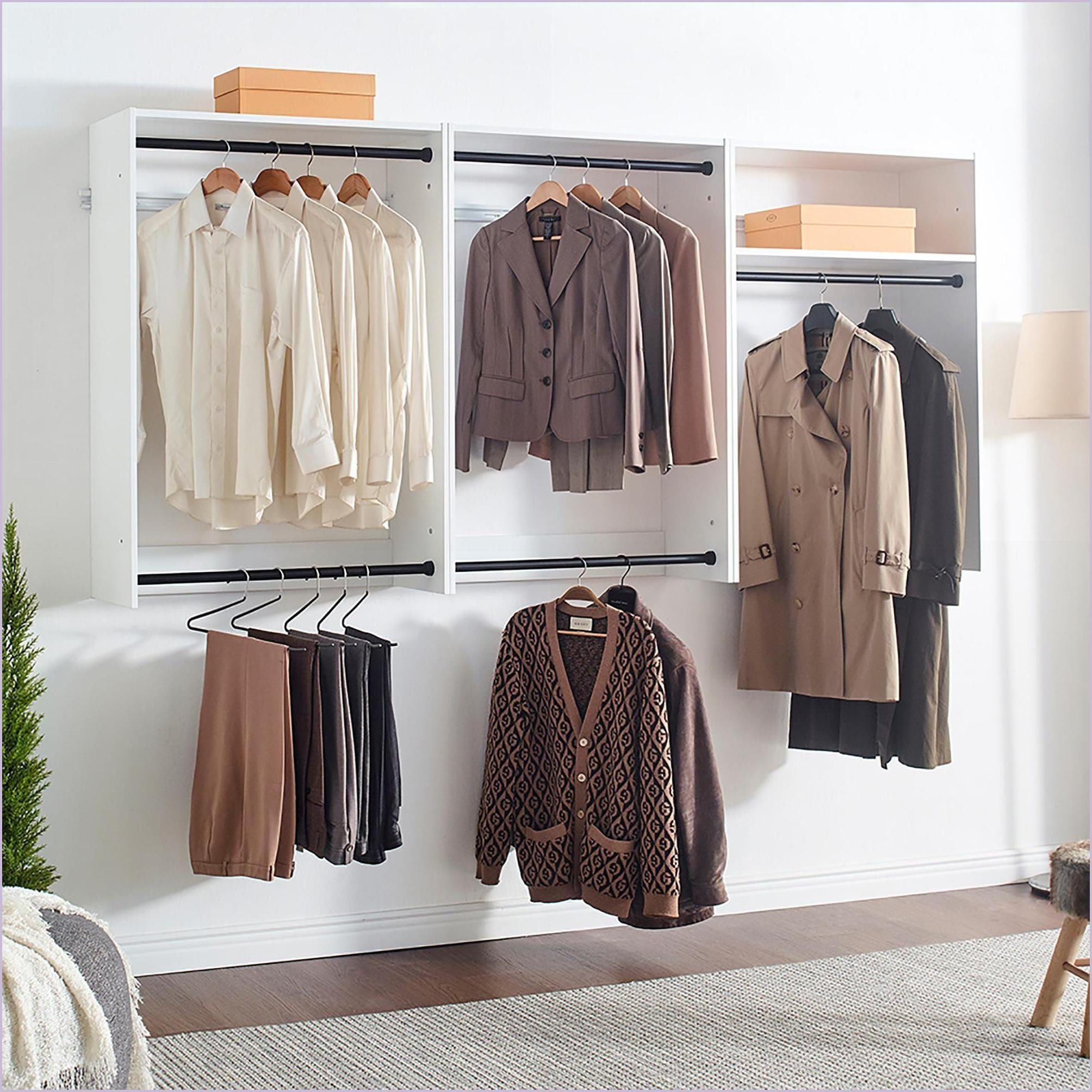 Latitude Run® Closet Systems, Devi Modern Oak Wall-Mounted Wood Closet ...